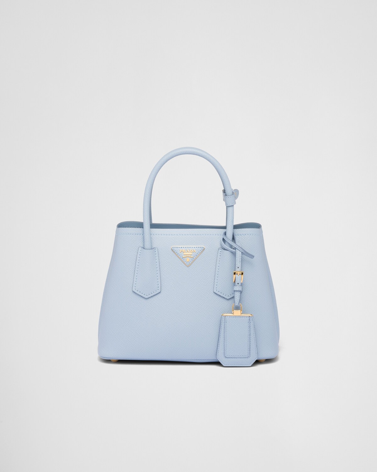 프라다 더블 사피아노 가죽 미니백 라이트 블루 PRADA
