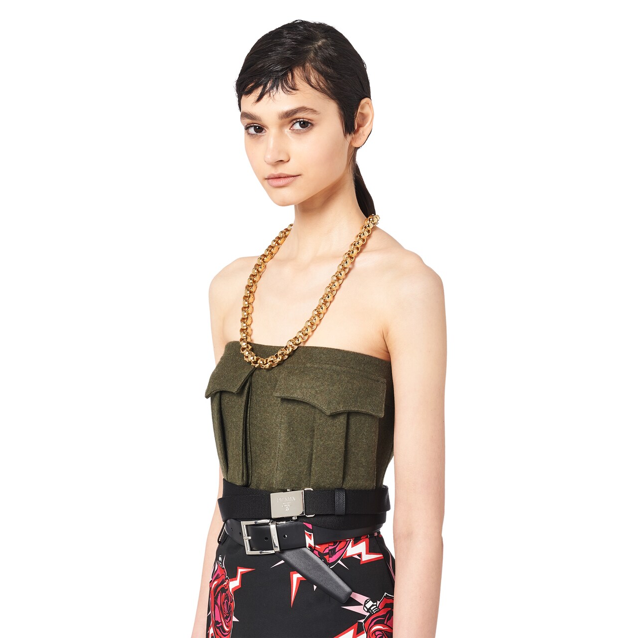 Chain necklace with logo | Prada - 1JC573_PL8_F0056