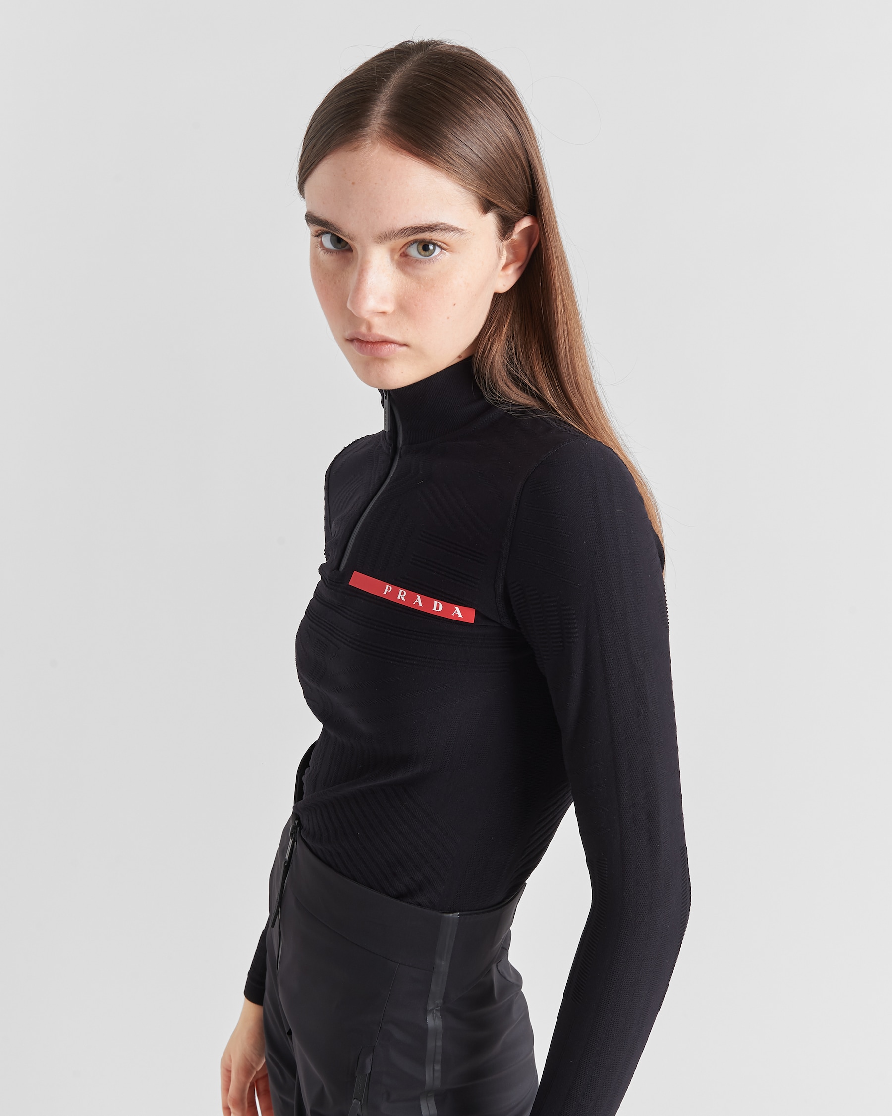 Black Technical Knit Turtleneck Sweater | PRADA