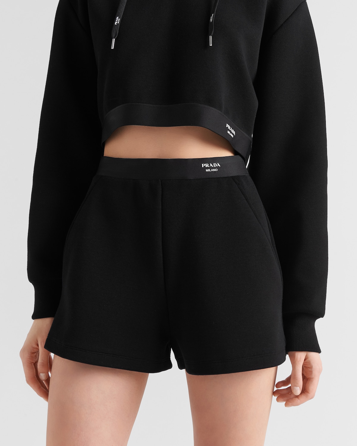Black Cotton And Re-nylon Shorts | PRADA