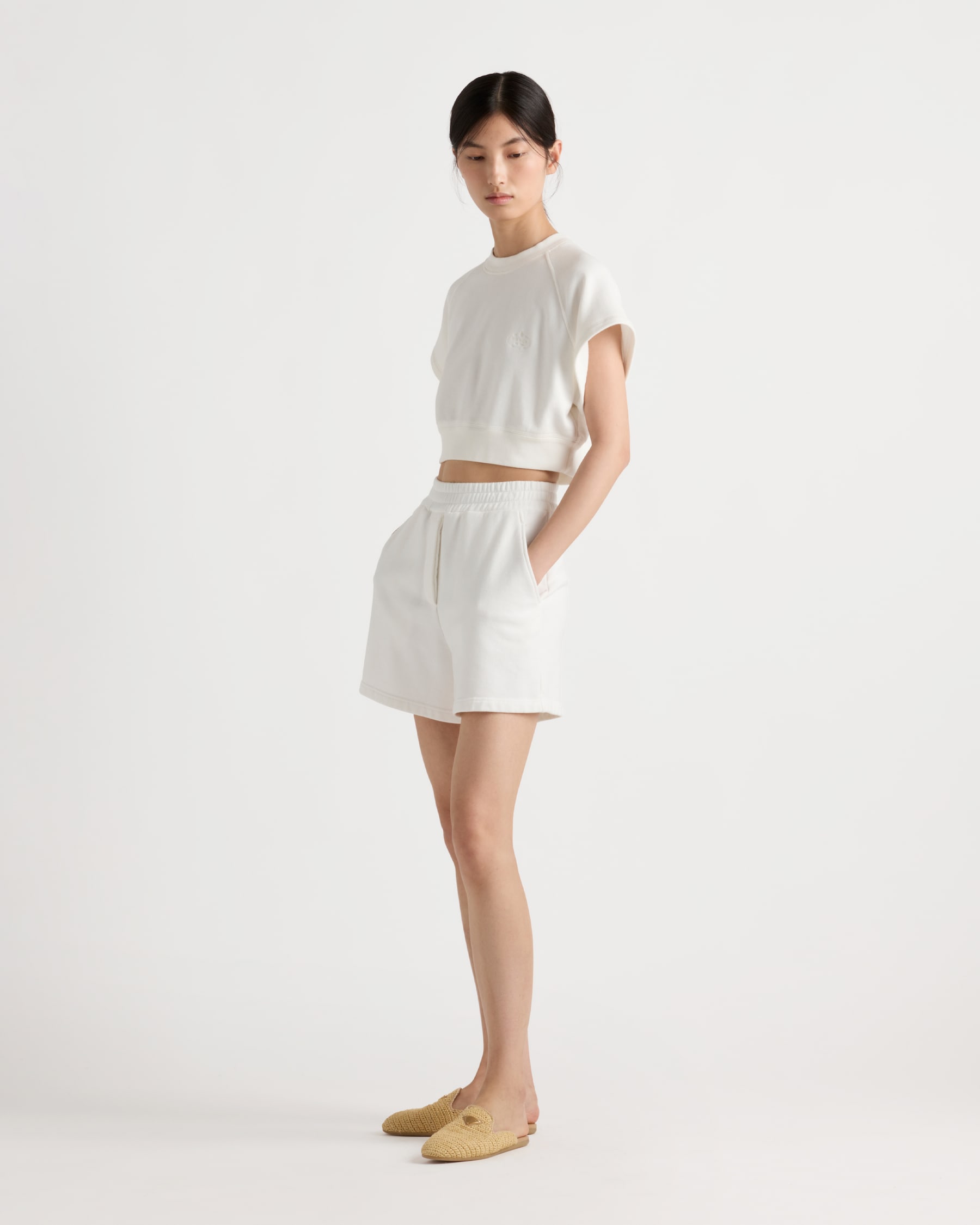 Natural Cotton Fleece Shorts | PRADA