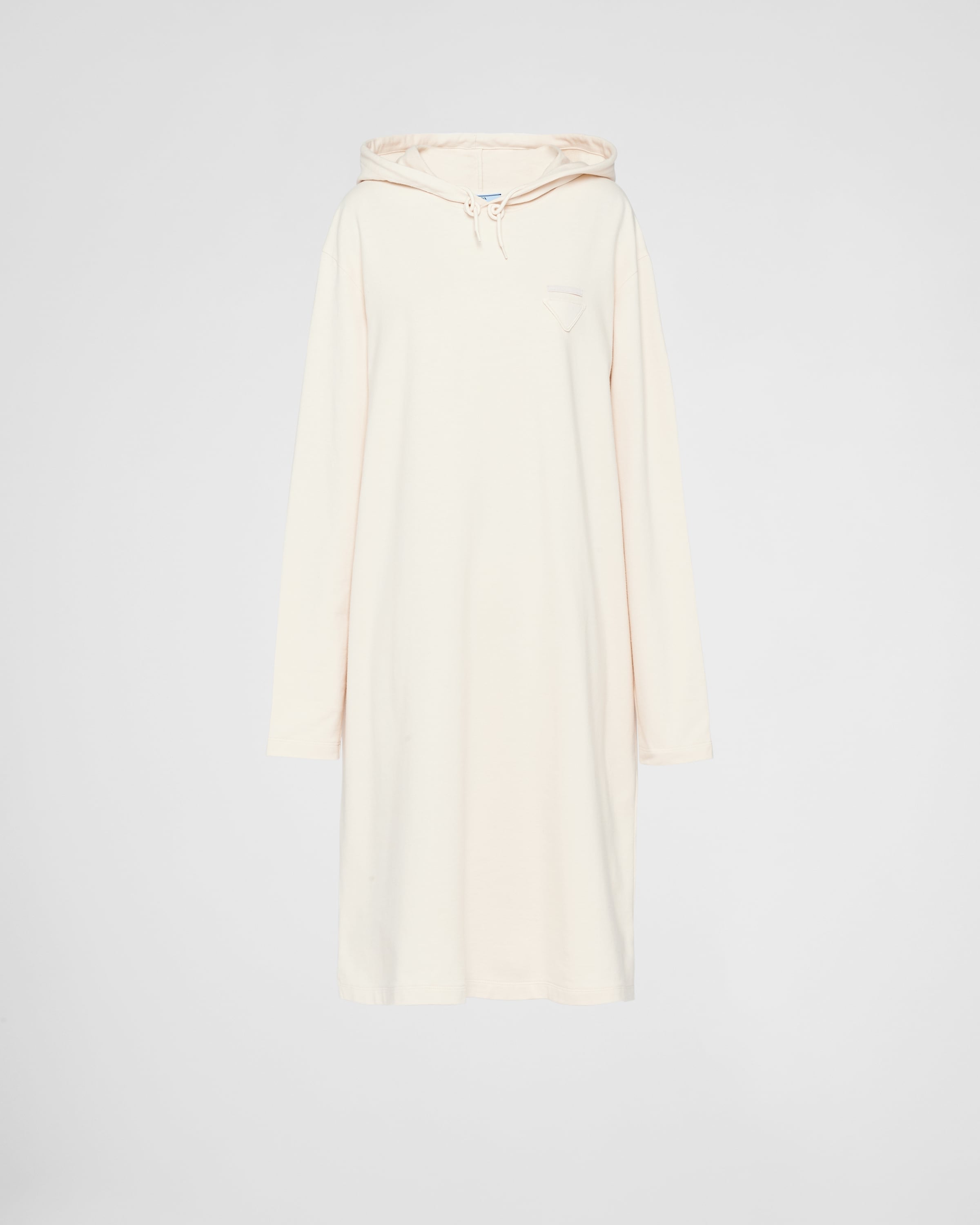 Natural Stretch Cotton Fleece Hoodie Dress | PRADA
