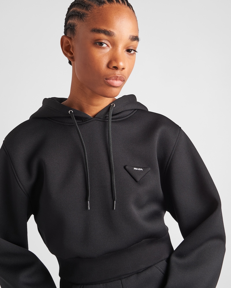 Black Cotton Fleece Hoodie | PRADA