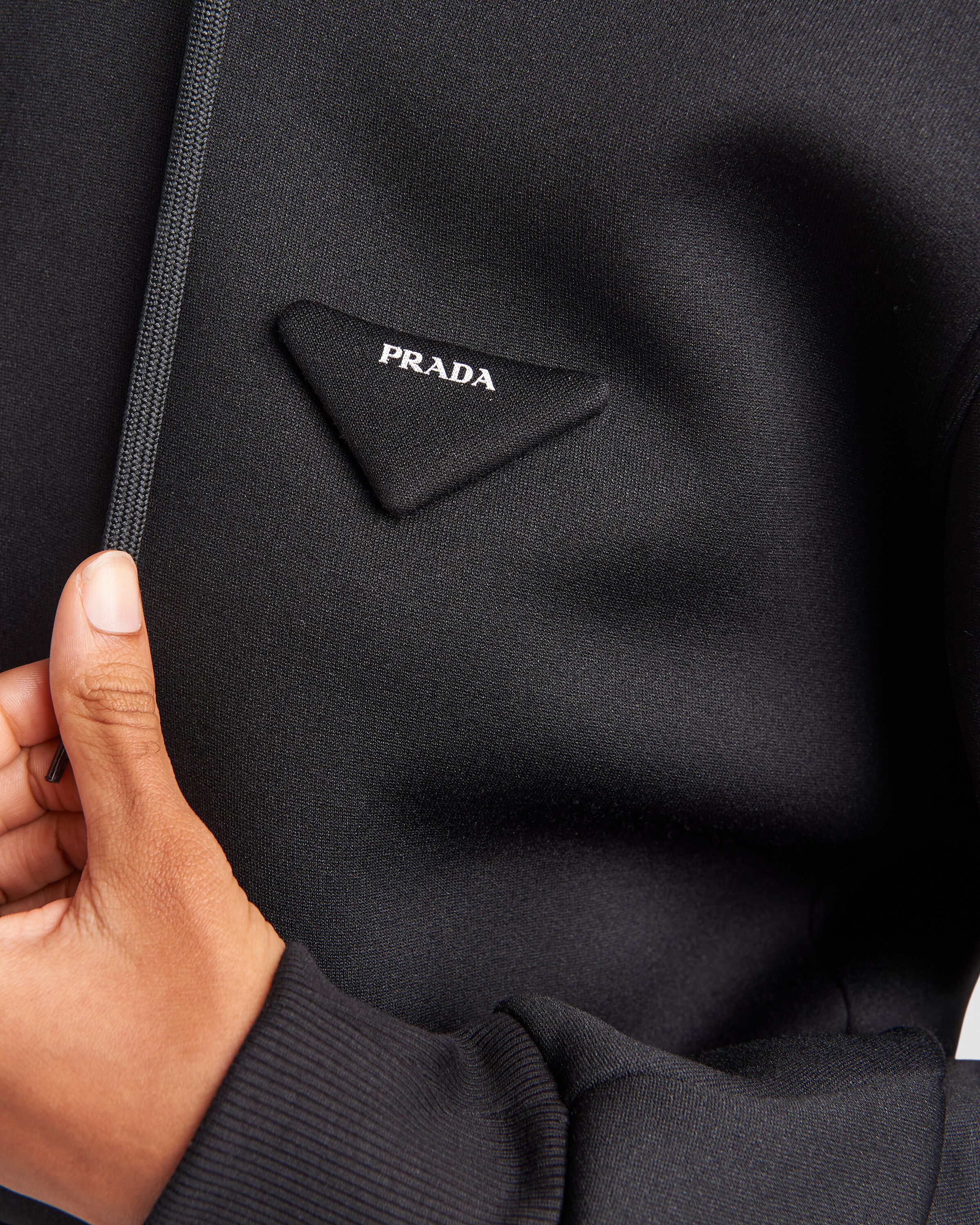 Black Cotton fleece hoodie | Prada