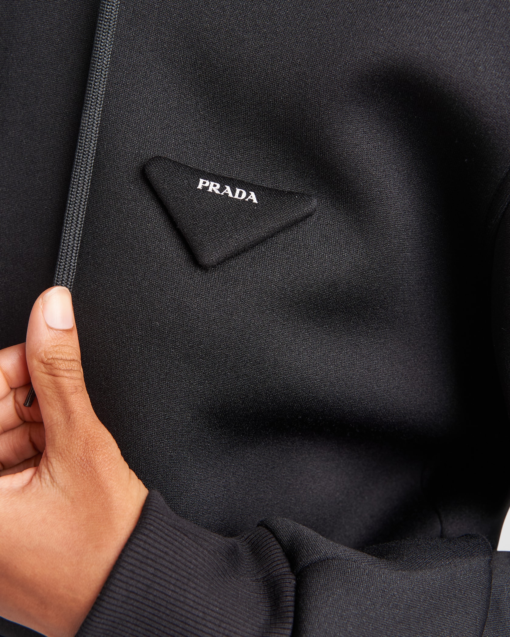 Black Cotton Fleece Hoodie | PRADA