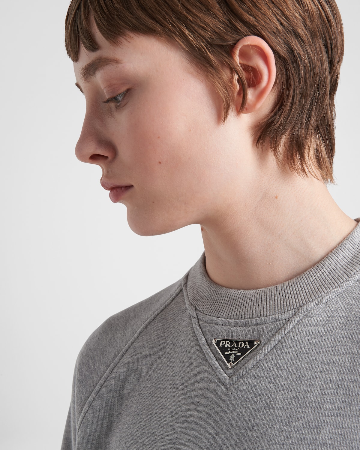 Grey Long-sleeved Cotton Sweatshirt | PRADA