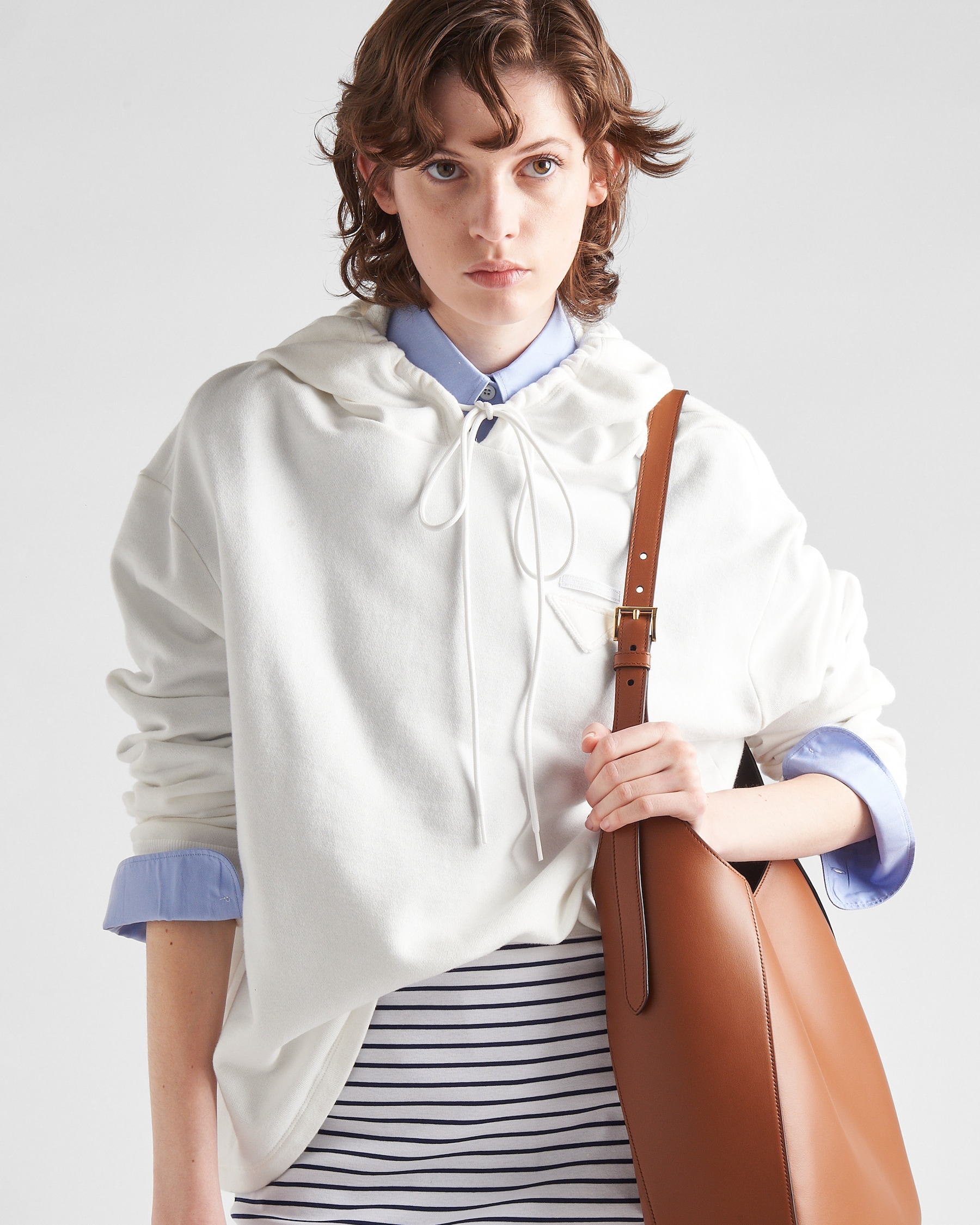 White Oversized Hoodie | PRADA