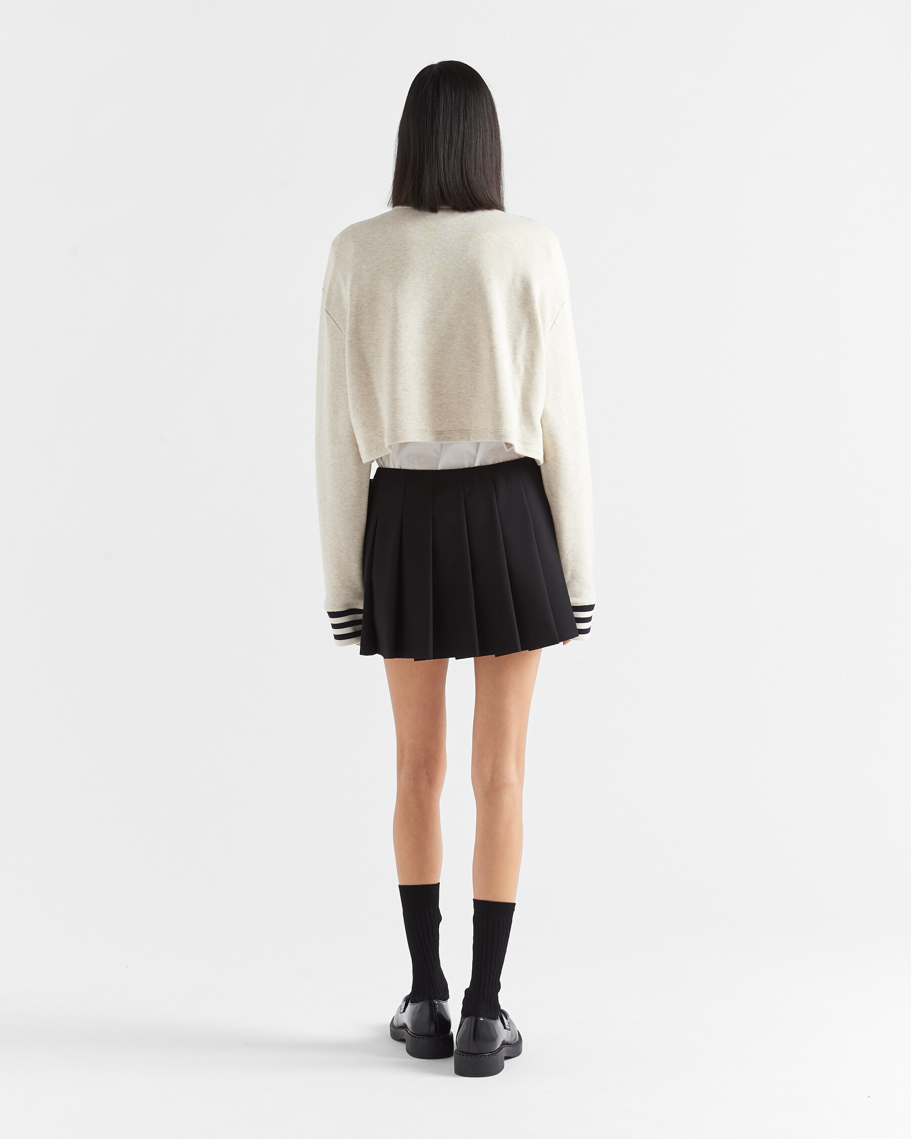 Natural Oversized Cotton Fleece Sweatshirt | PRADA