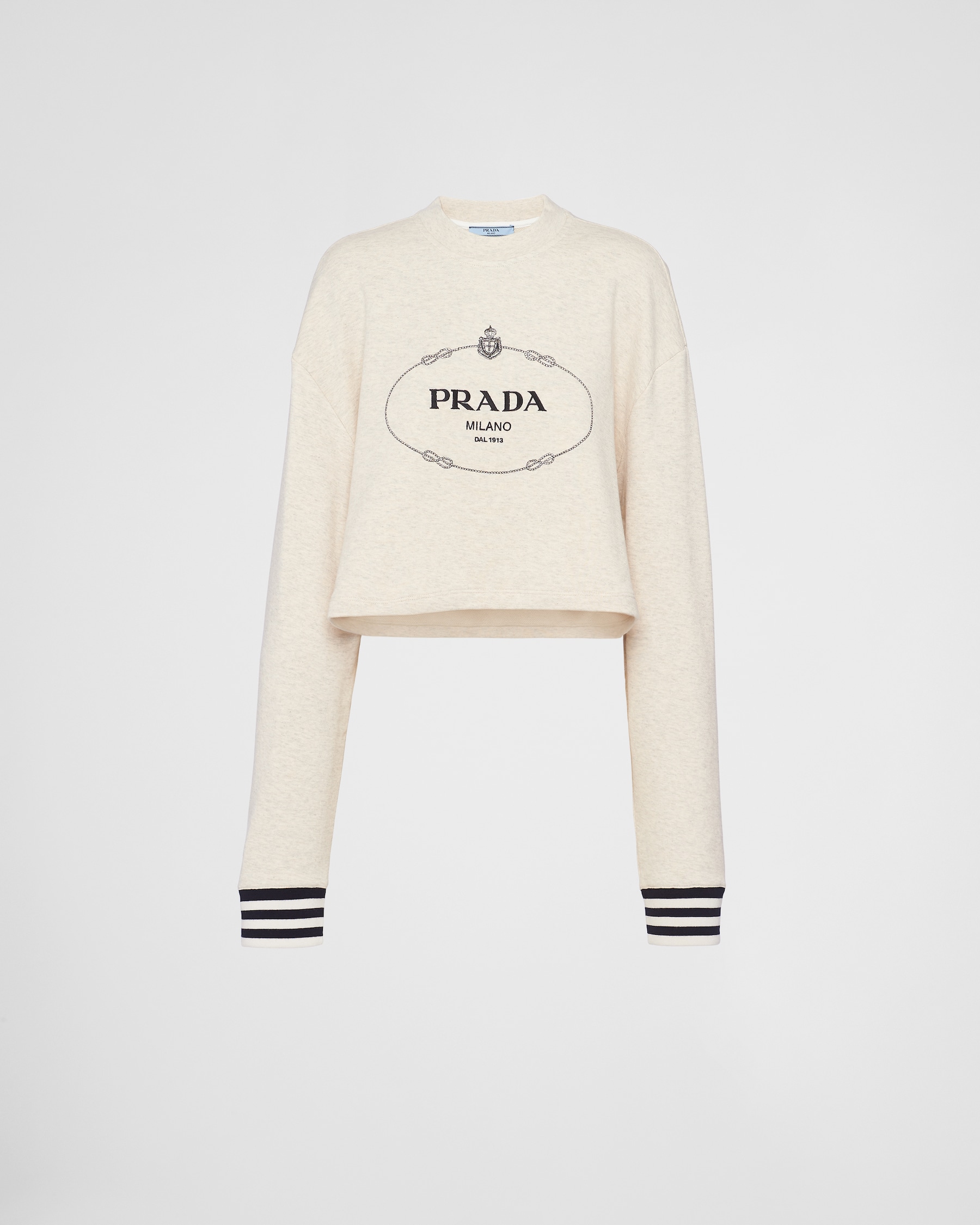Natural Oversized Cotton Fleece Sweatshirt | PRADA