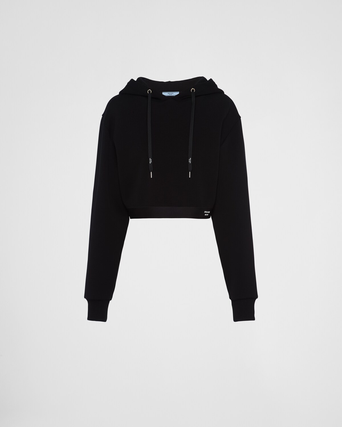 Black Cotton Fleece And Re-nylon Hoodie | PRADA