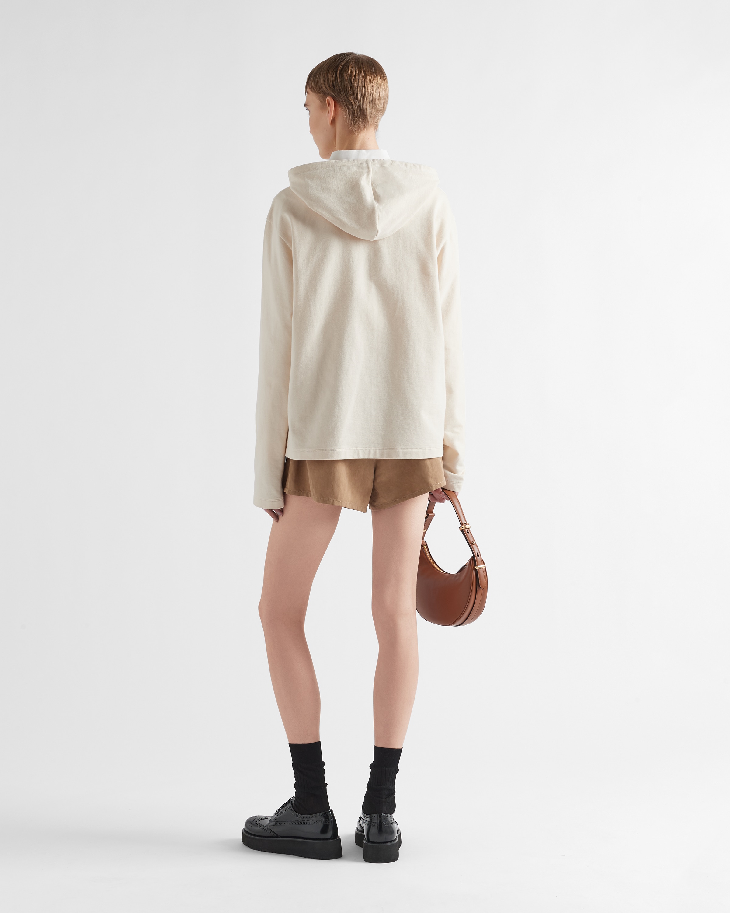 Natural Cotton Fleece Hoodie | PRADA Natural Cotton Fleece Hoodie | PRADA