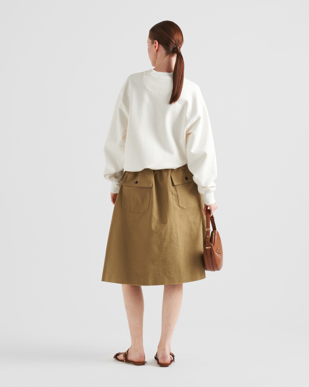 Natural Oversized Cotton Sweatshirt | PRADA