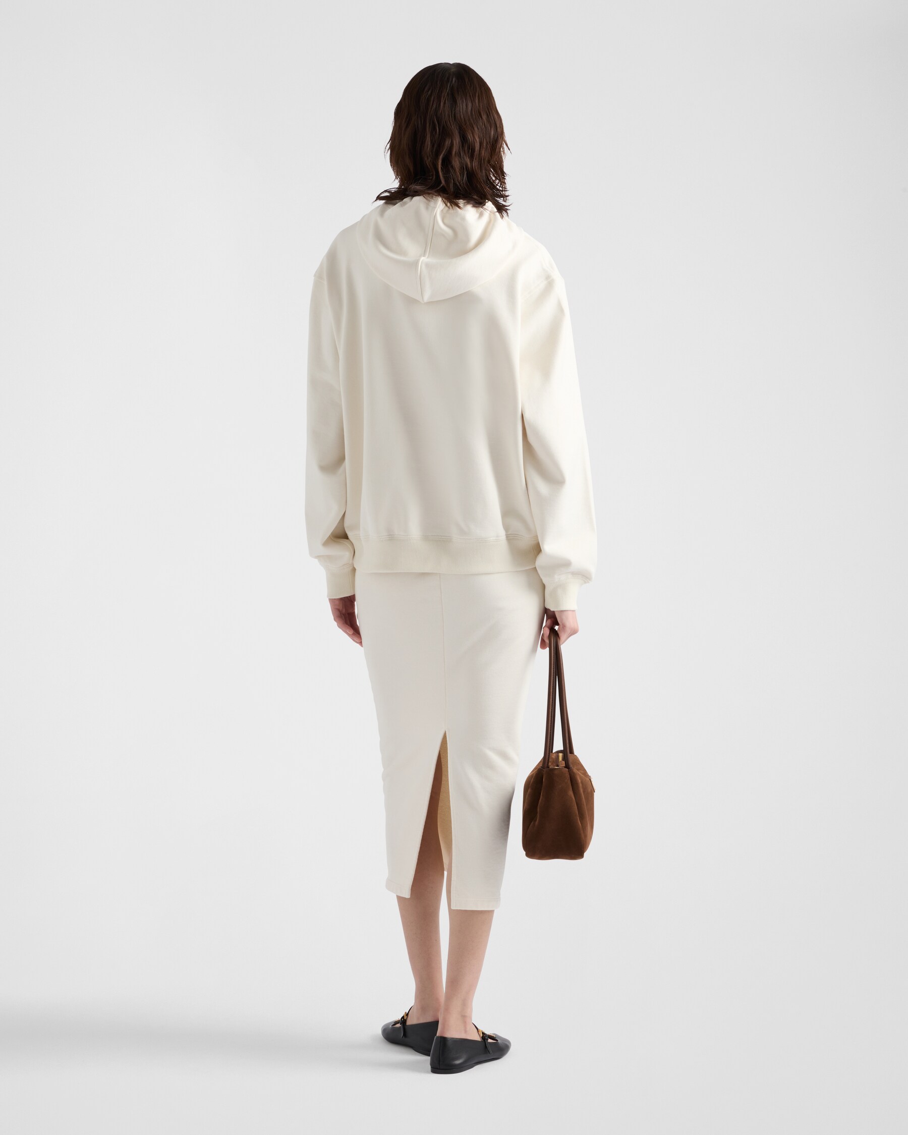 Natural Cotton Fleece Hoodie | PRADA