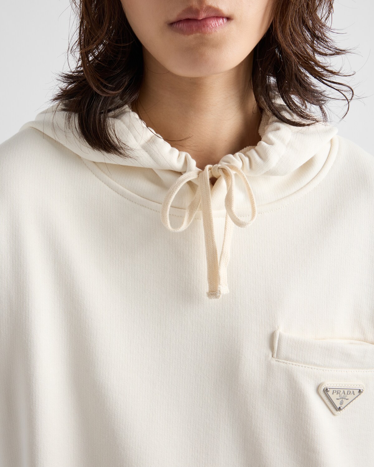 Natural Cotton Fleece Hoodie | PRADA