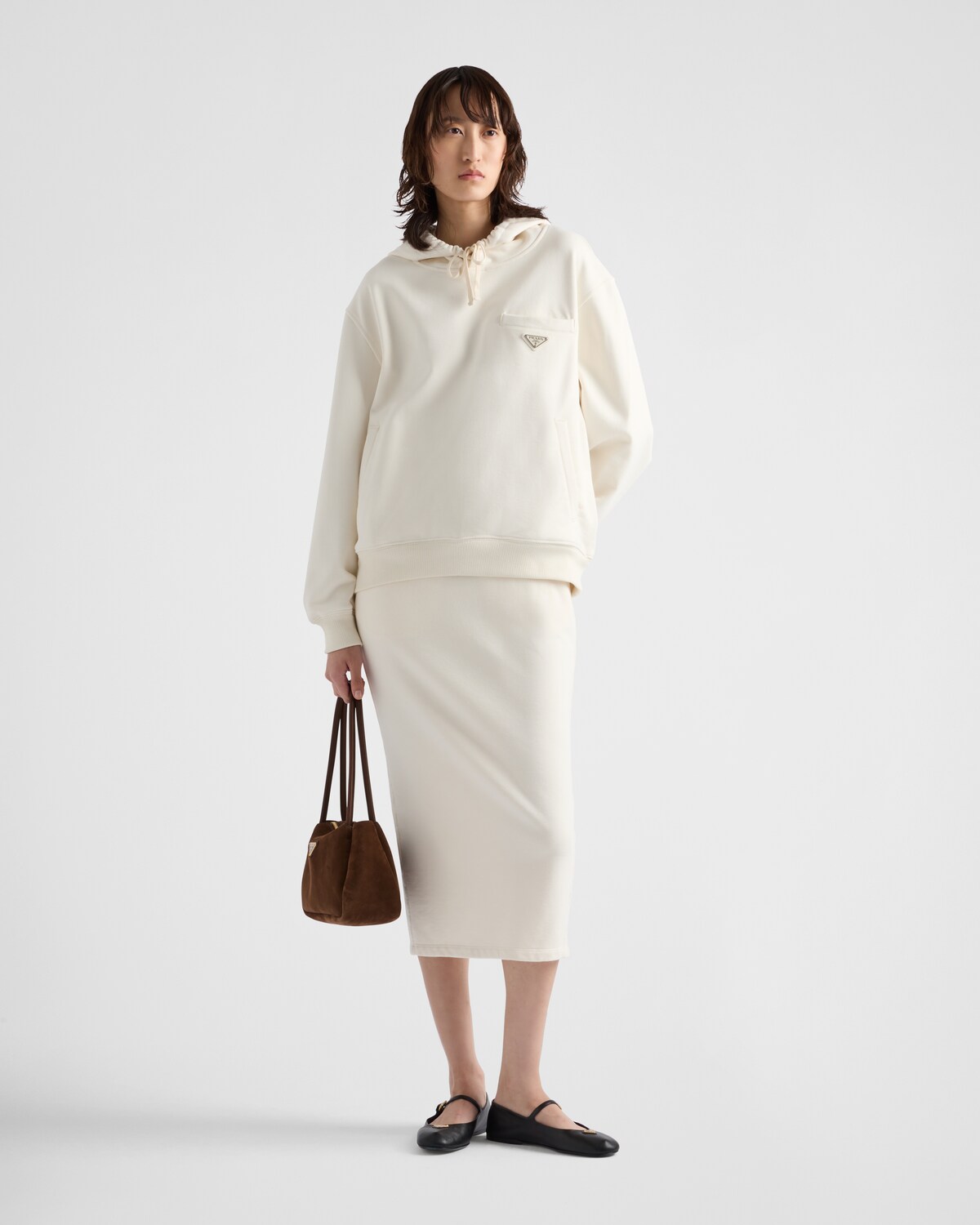 Natural Cotton Fleece Hoodie | PRADA