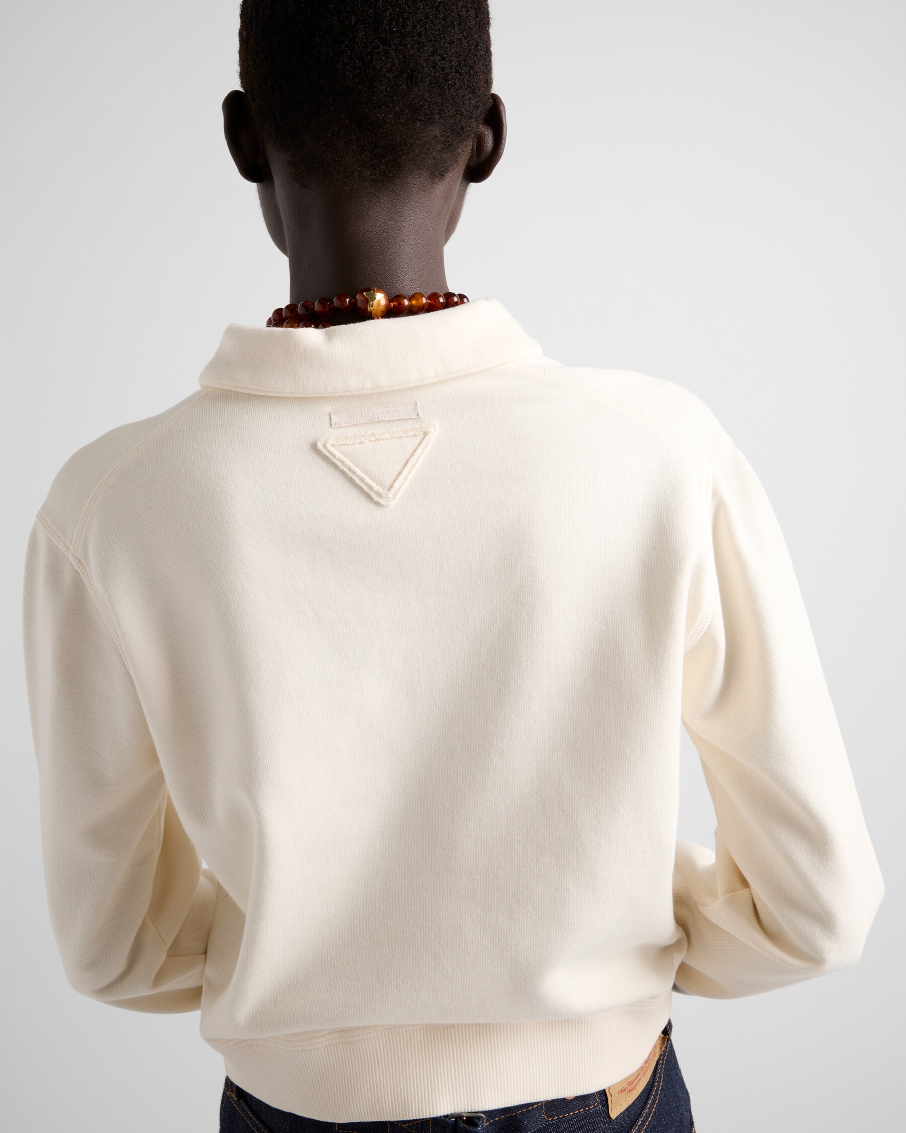 Natural Cotton Fleece Polo Shirt | PRADA