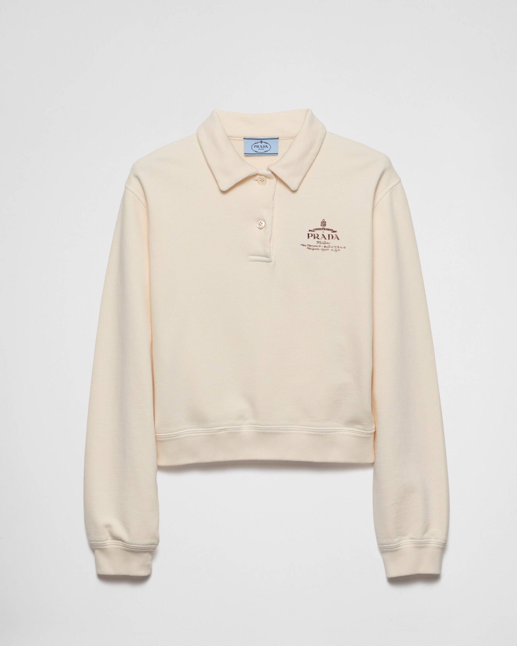Natural Cotton Fleece Polo Shirt | PRADA