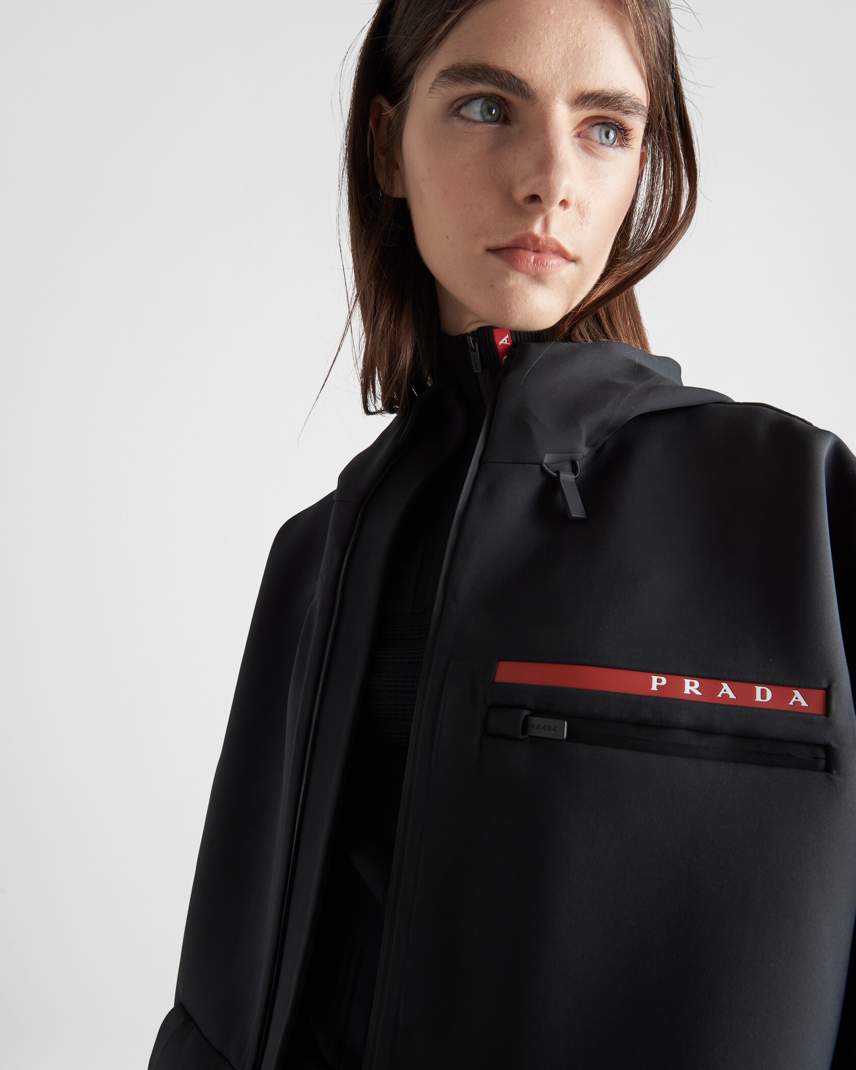 Black Oversized Recycled Double Jersey Sweatshirt | PRADA