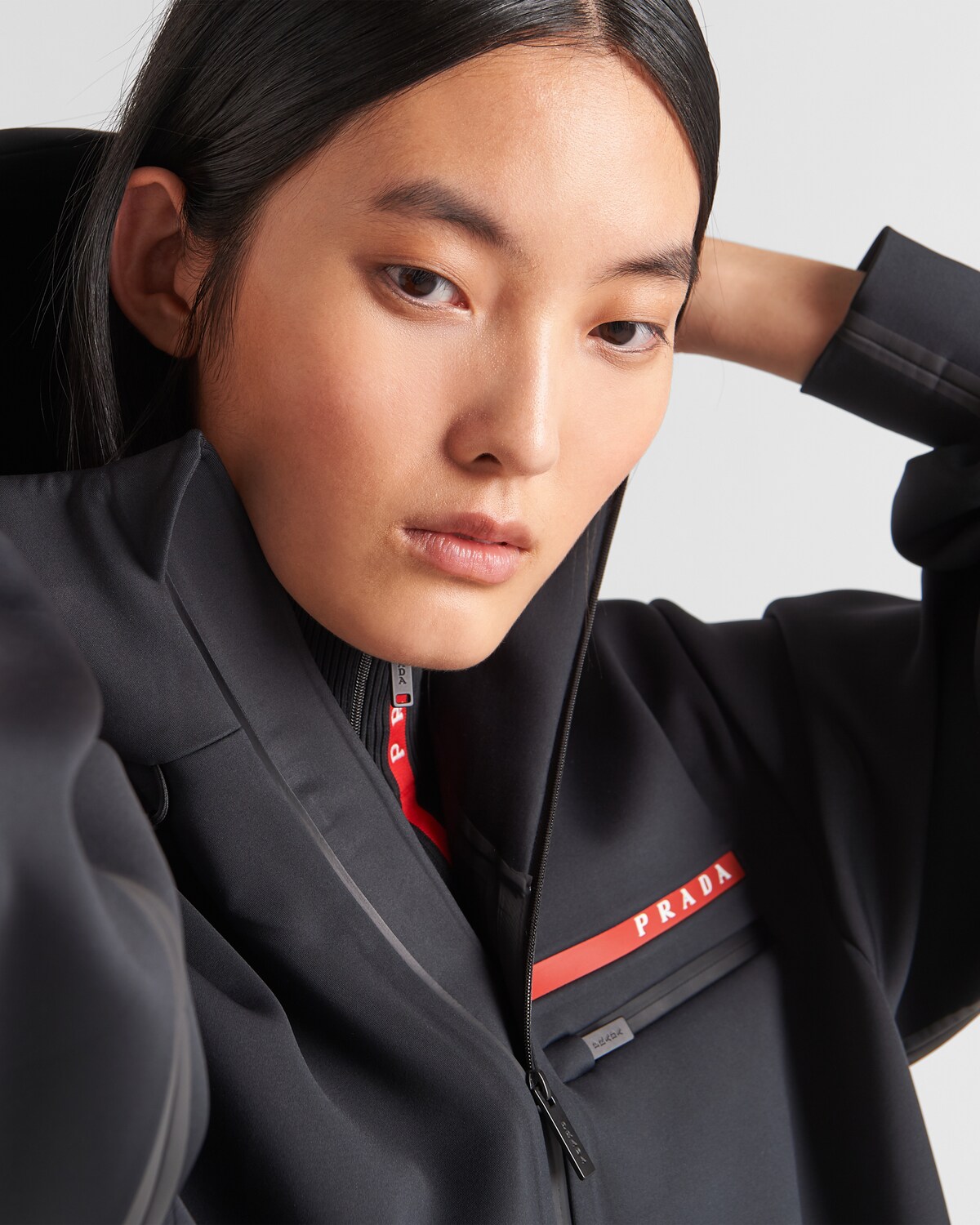 Black Double Technical Jersey Hoodie | PRADA