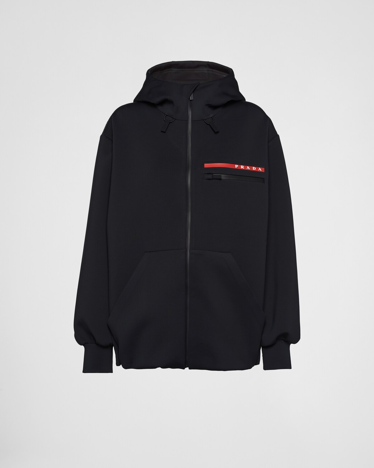 Black Double Technical Jersey Hoodie | PRADA