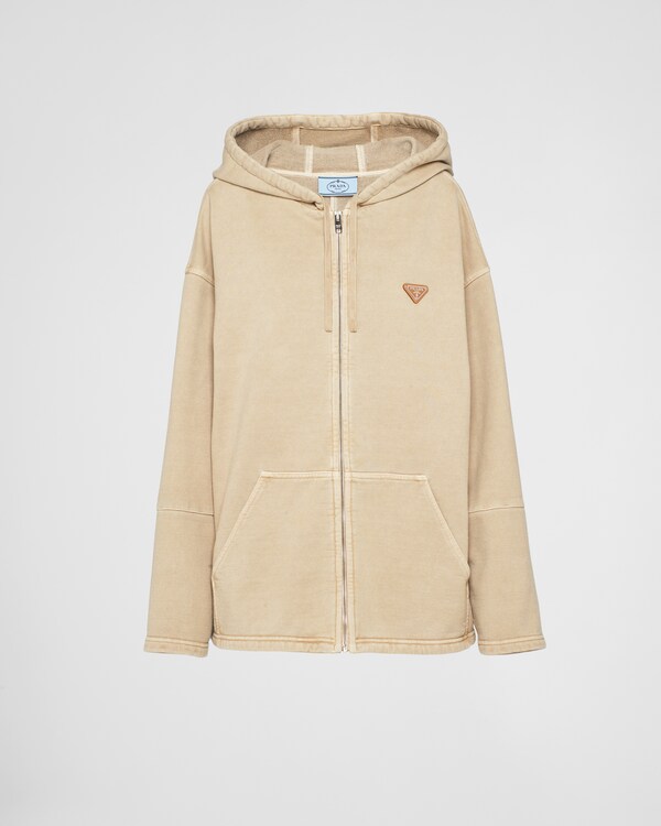 Cord Cotton Fleece Hoodie Jacket | PRADA