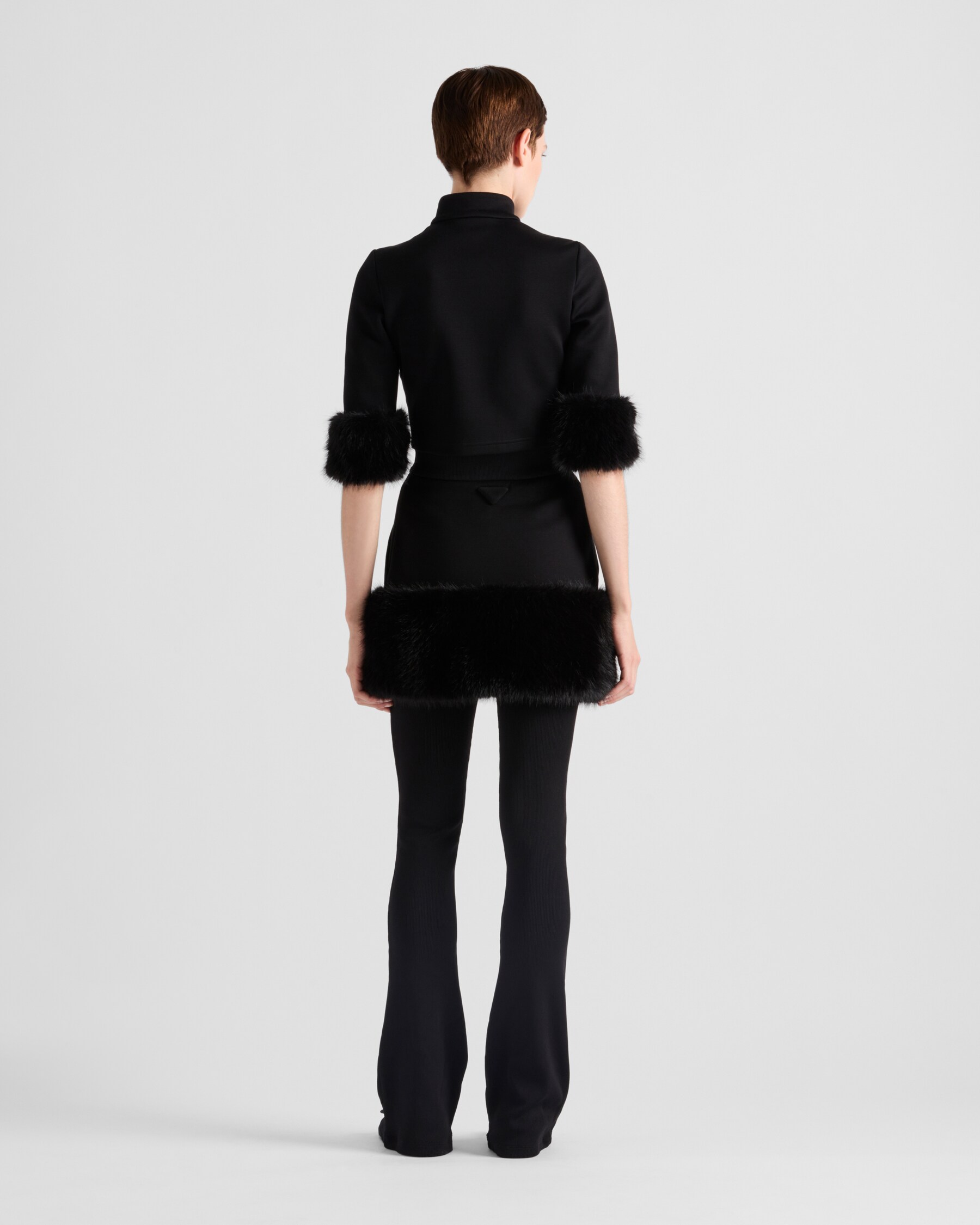 Black Cropped Fleece Blouson | PRADA