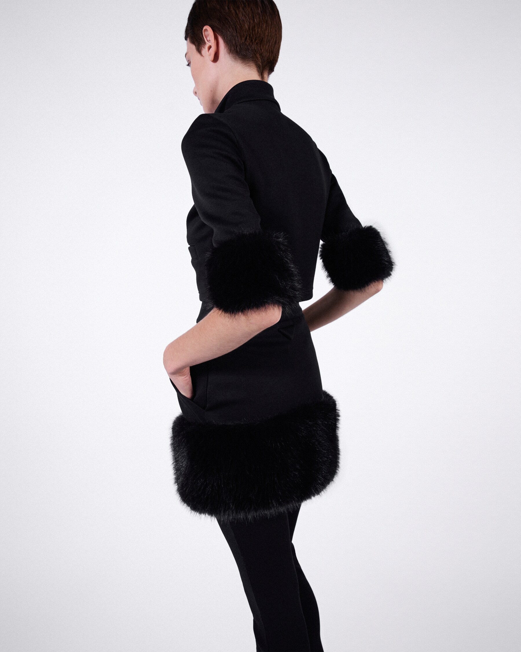 Black Cropped Fleece Blouson | PRADA