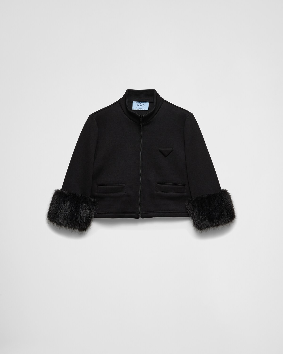 Black Cropped Fleece Blouson | PRADA