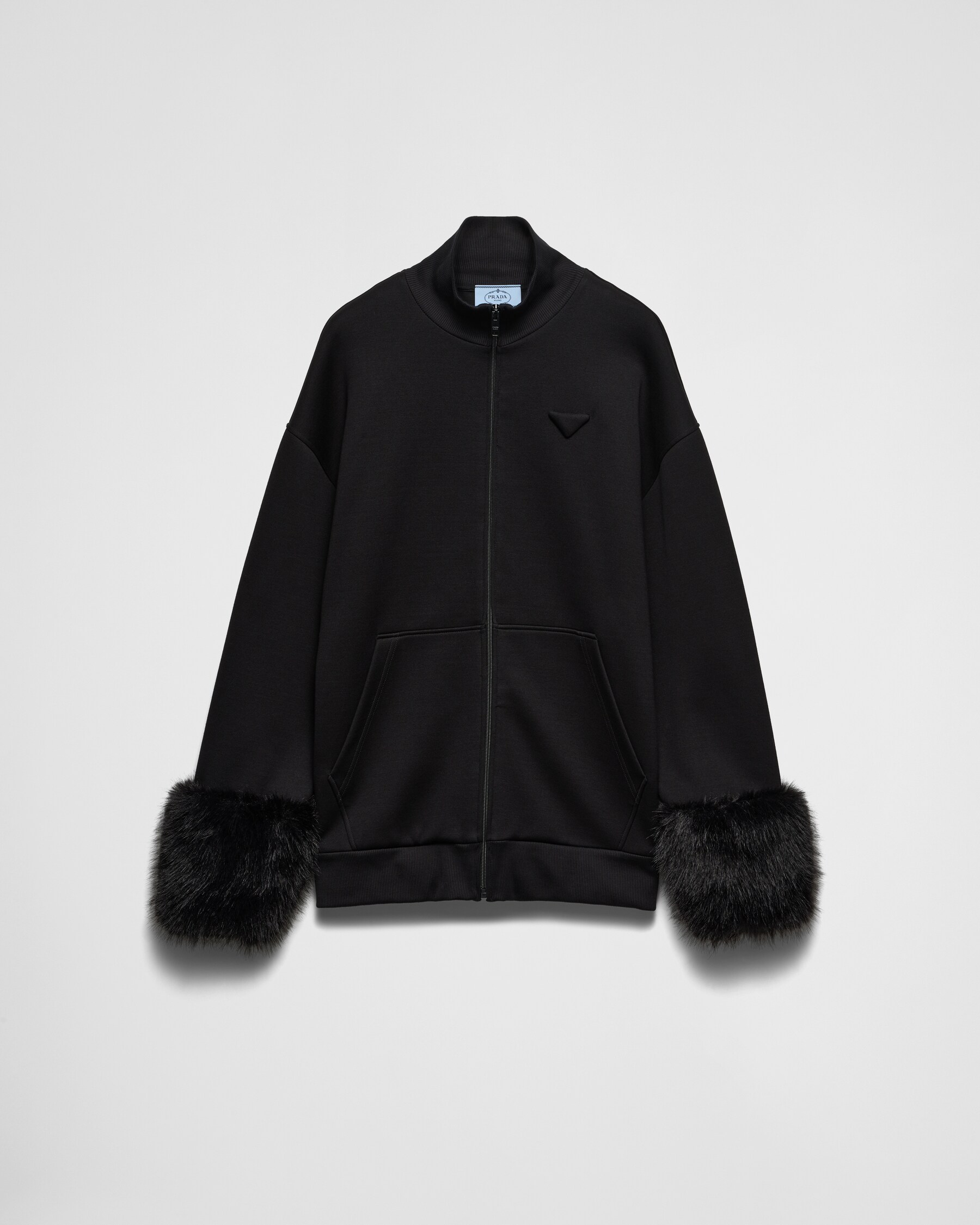 Black Double Fleece High-neck Blouson | PRADA