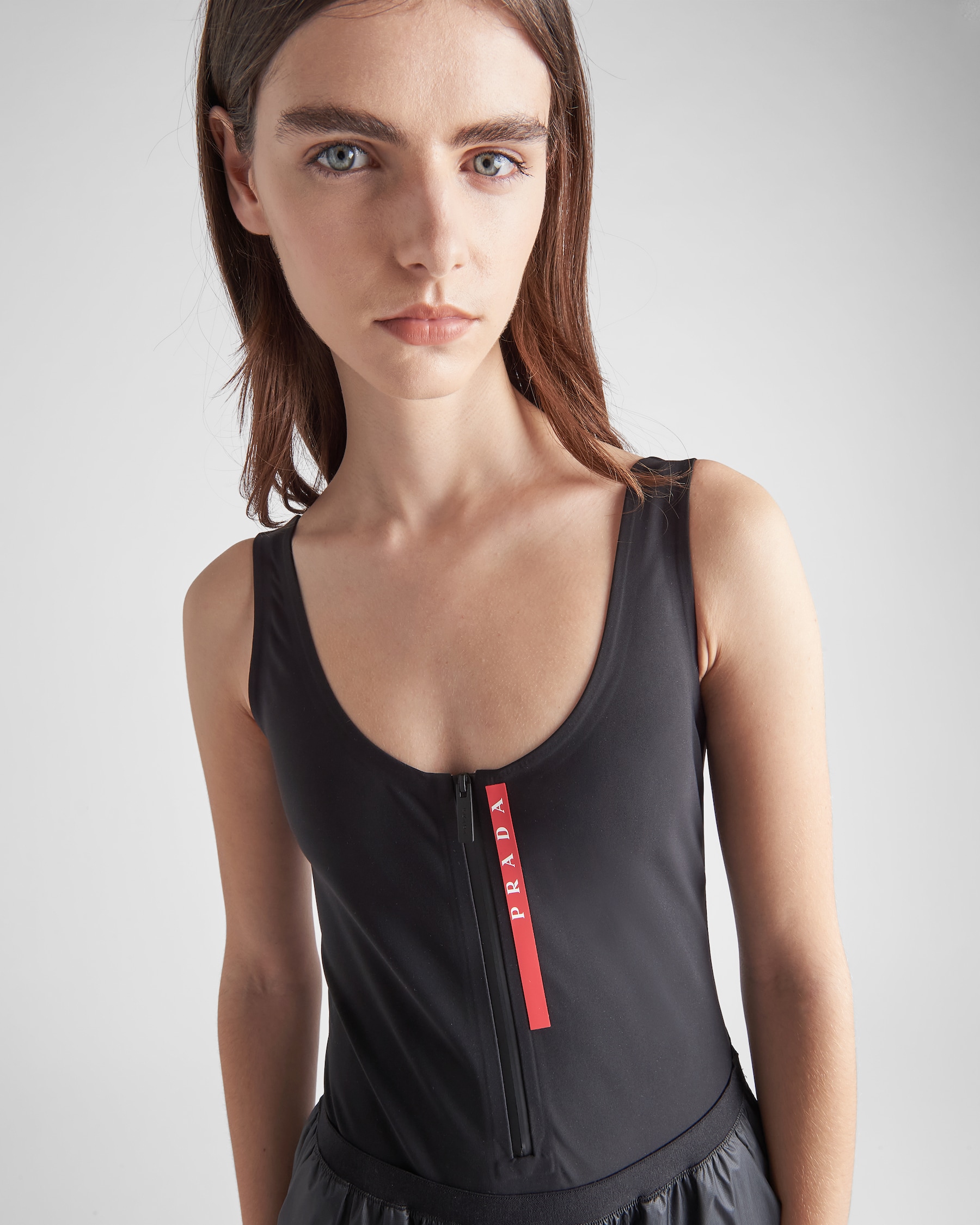 Black Stretch Jersey One-piece Swimsuit | PRADA