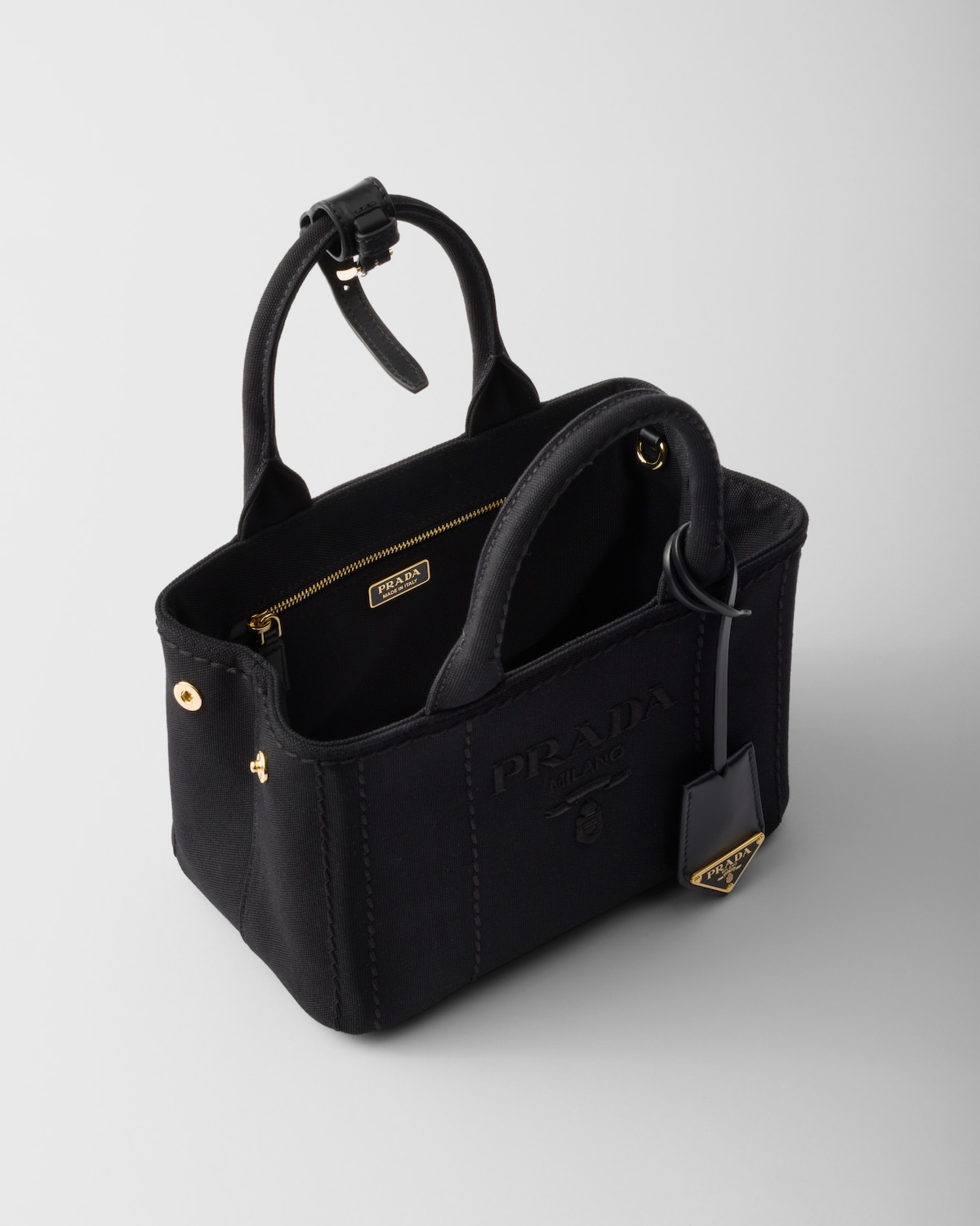 Black Prada Jardinière Mini Cotton Canvas Handbag | PRADA - United States