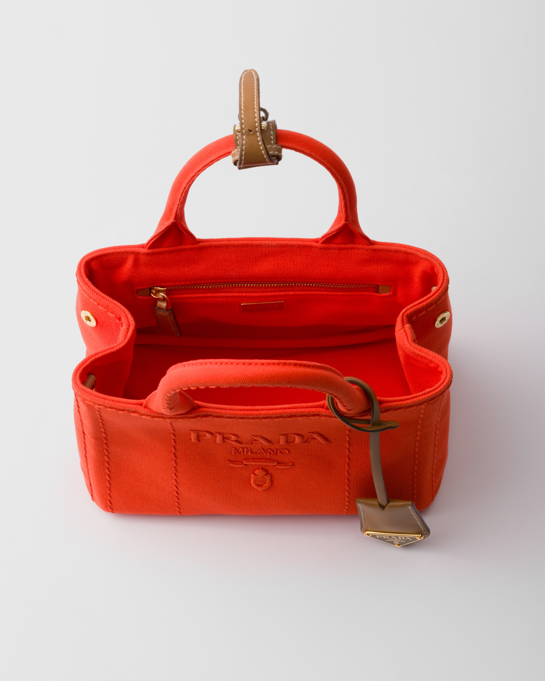Orange Prada Jardinière Cotton Canvas Mini Handbag | PRADA