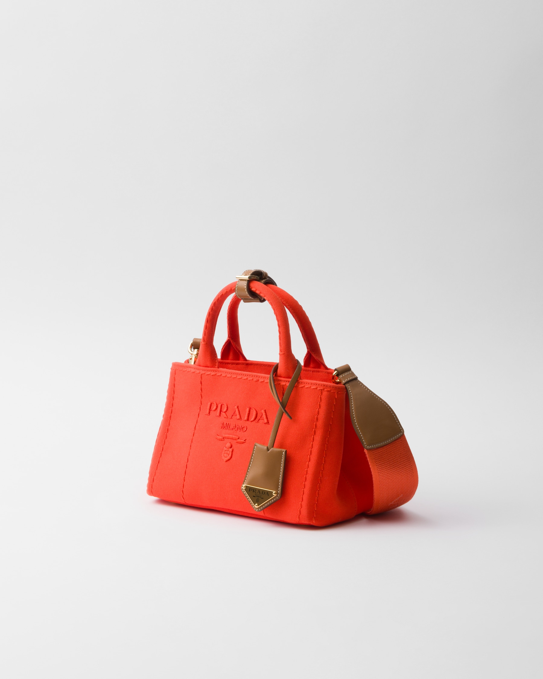 Orange Prada Jardinière Cotton Canvas Mini Handbag | PRADA