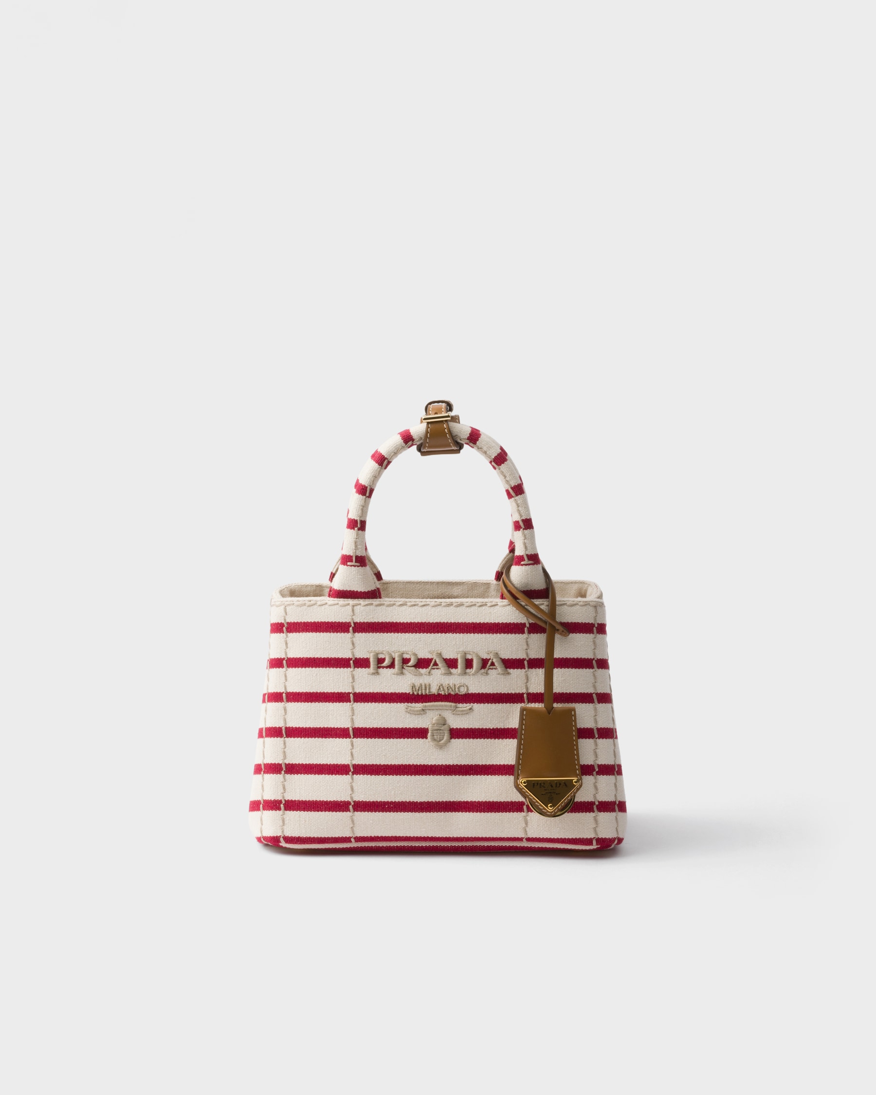 Pomegranate Yellow/red Prada Jardinière Striped Cotton Canvas Mini-bag ...