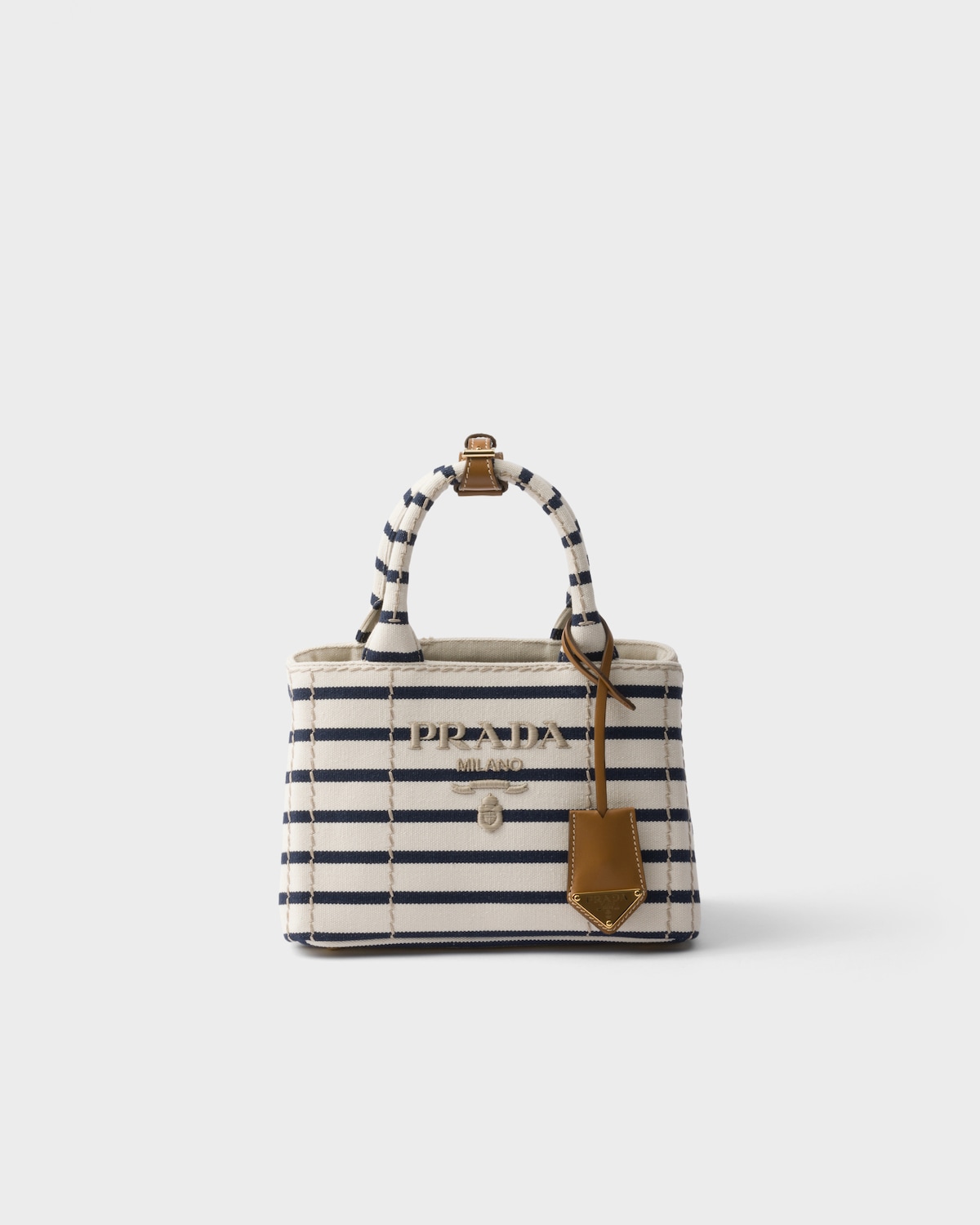 Ivory/blue Prada Jardinière Striped Cotton Canvas Mini-bag | PRADA