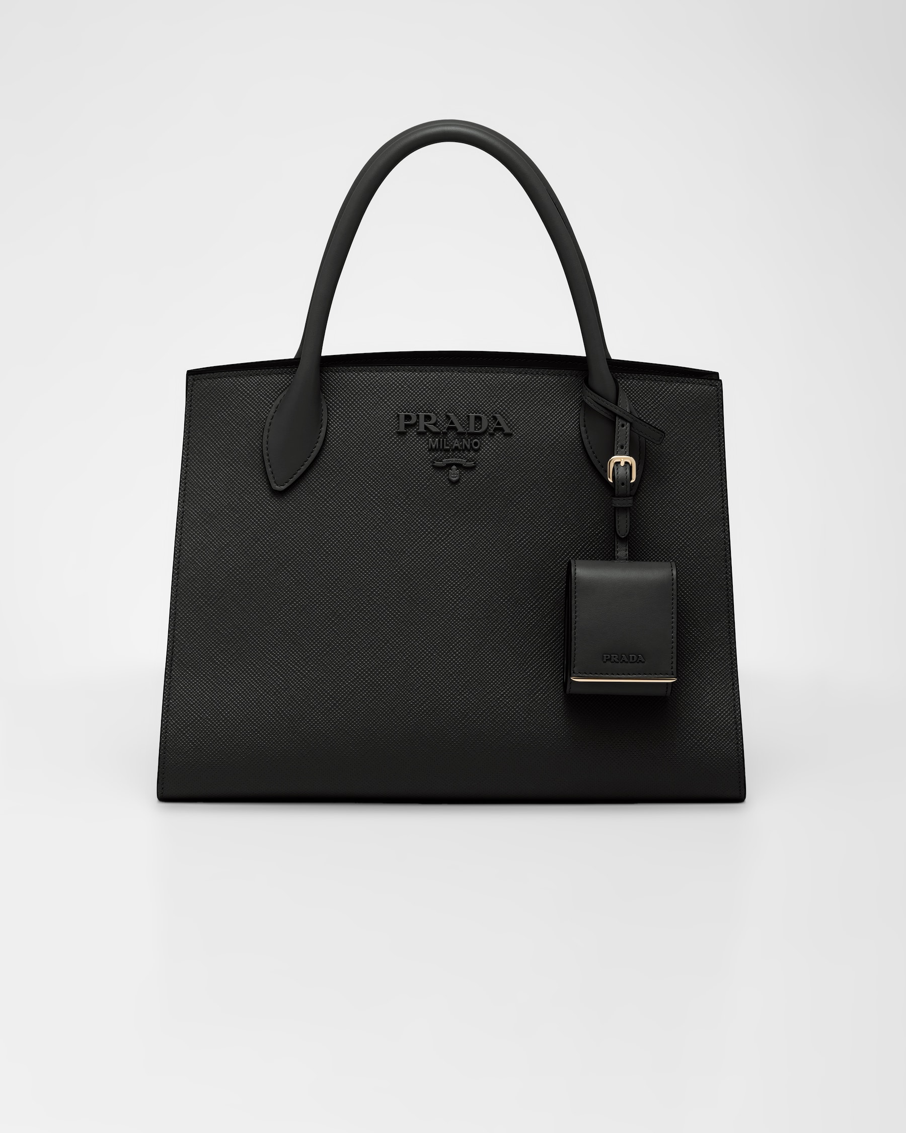 Sac Moyen Prada Monochrome En Saffiano Noir | PRADA