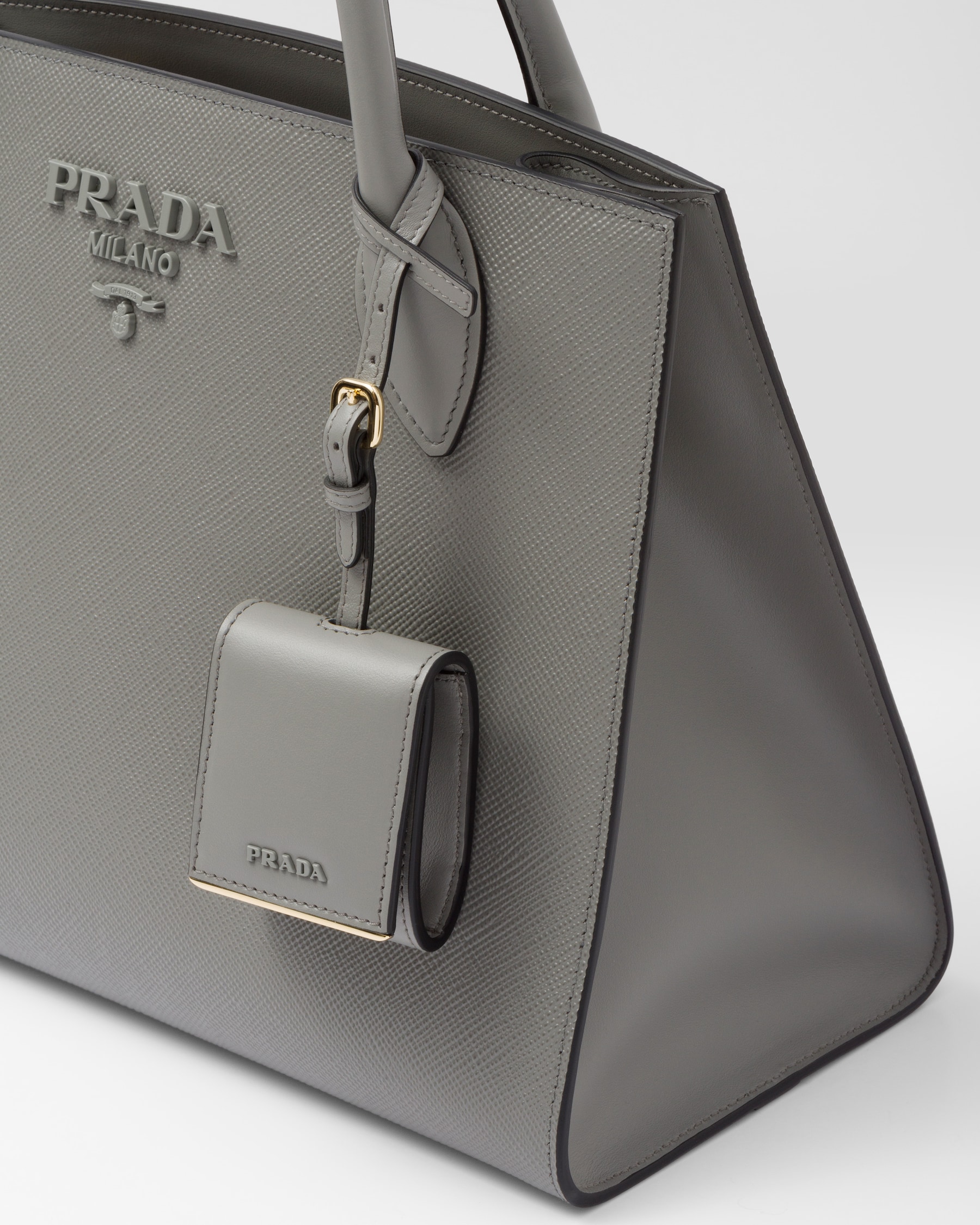 Slate Gray Prada Monochrome Medium Saffiano Bag | PRADA