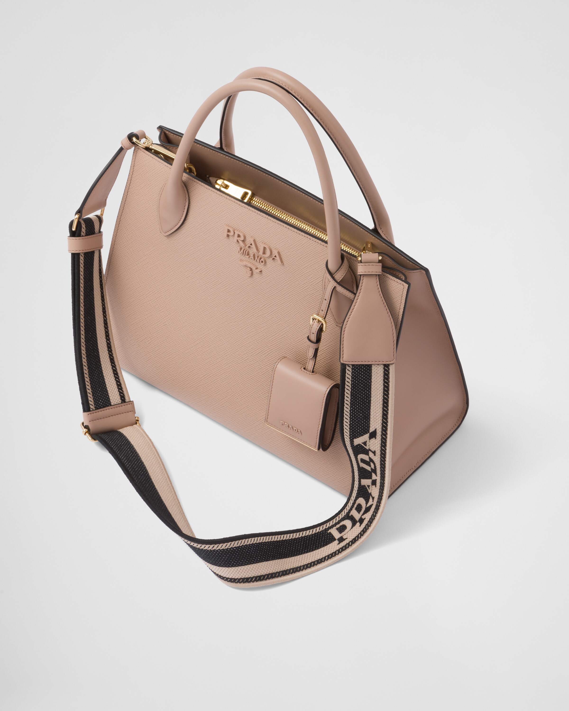 Powder Prada Monochrome medium Saffiano bag | Prada