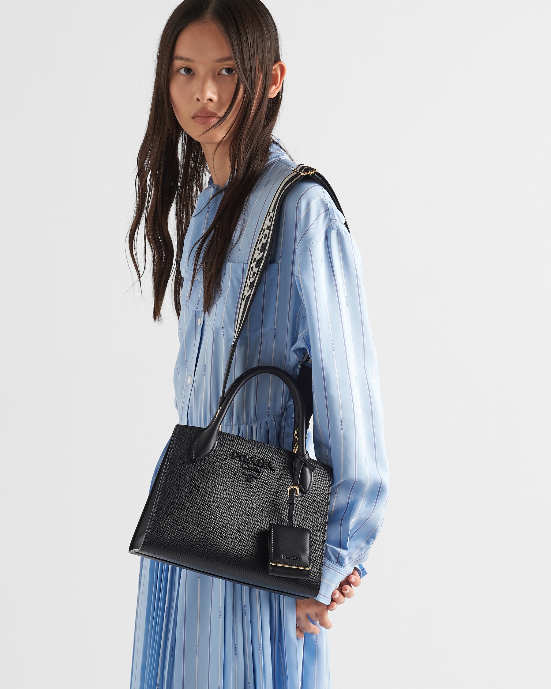 Black Prada Monochrome Small Saffiano Bag | PRADA