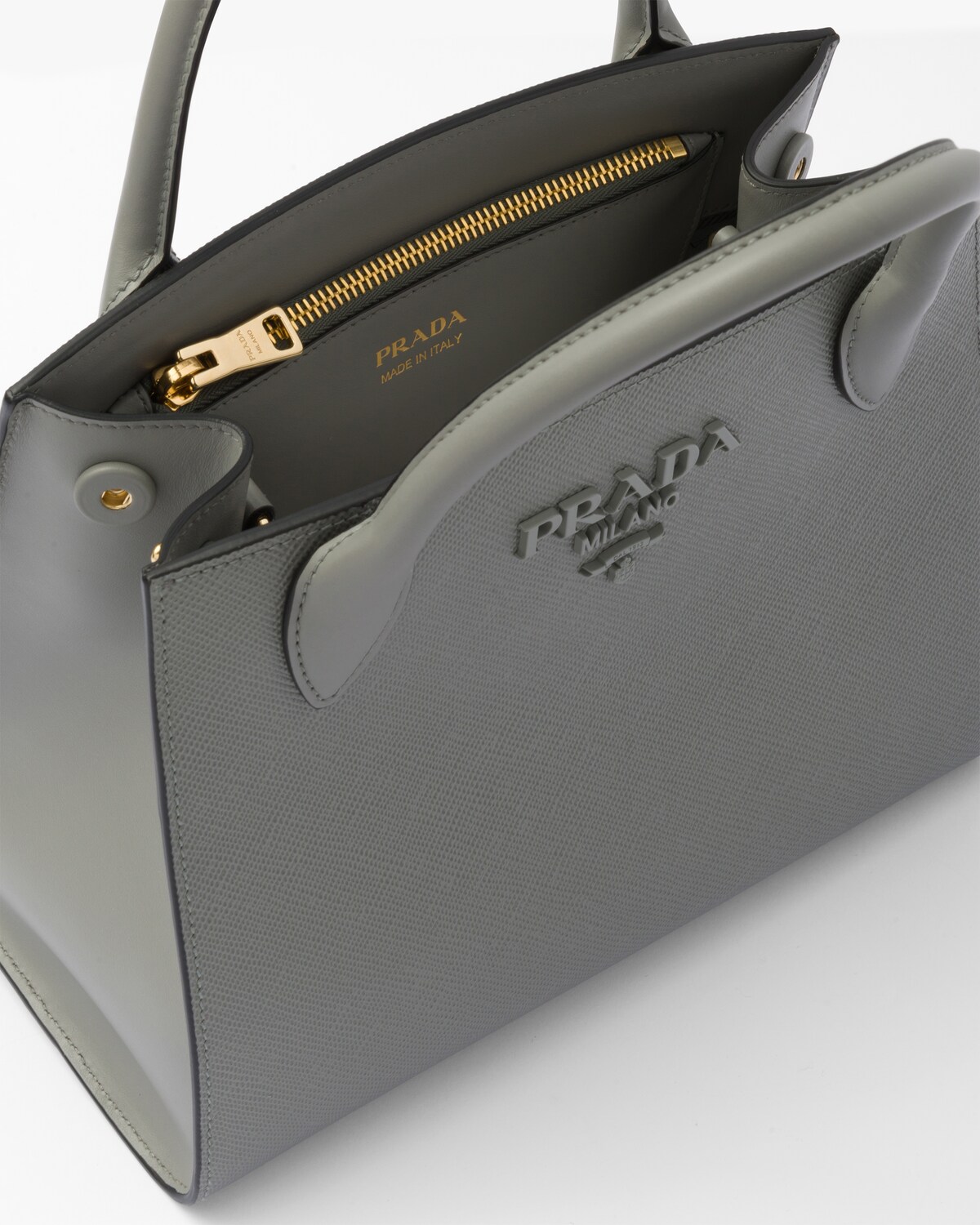 Slate Gray Prada Monochrome Small Saffiano Bag | PRADA