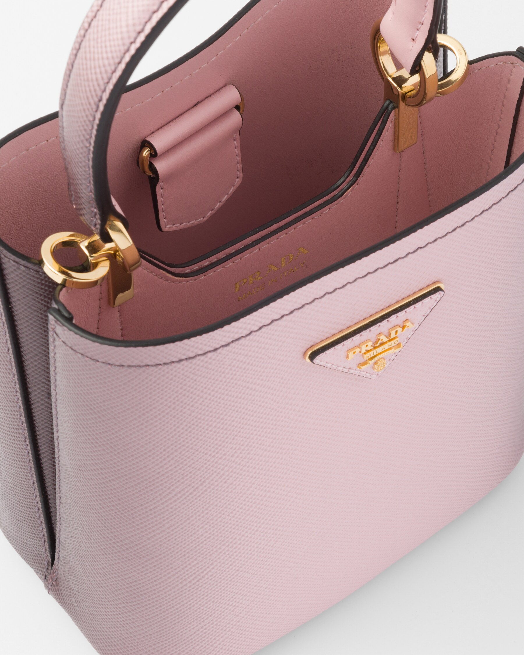 Gradient Alabaster Pink Small Prada Panier Saffiano Leather Bag | PRADA