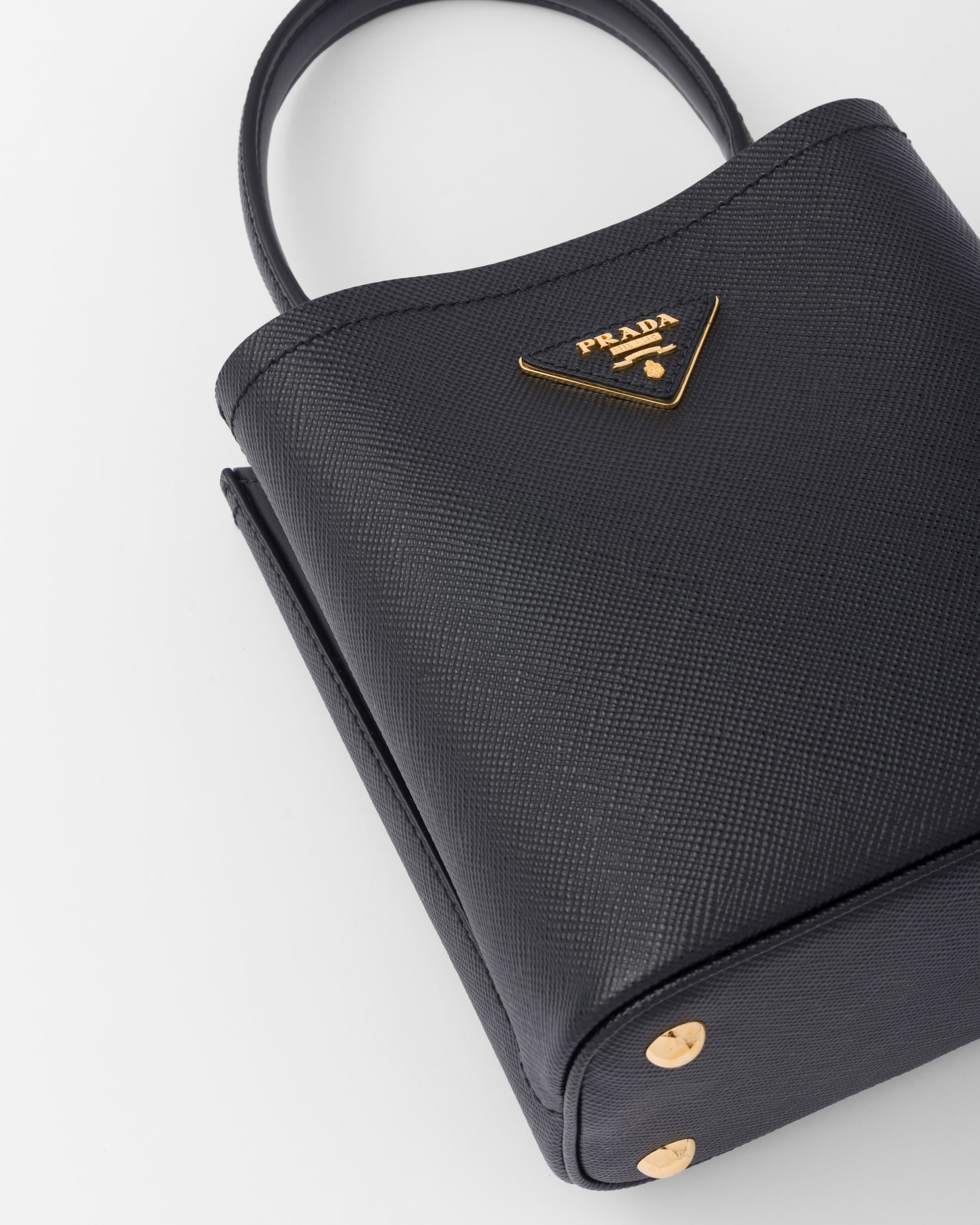 Black Prada Panier Small Saffiano Leather Bag | PRADA