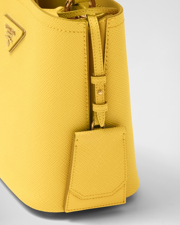 Sunny Yellow Small Saffiano Leather Prada Panier Bag | PRADA