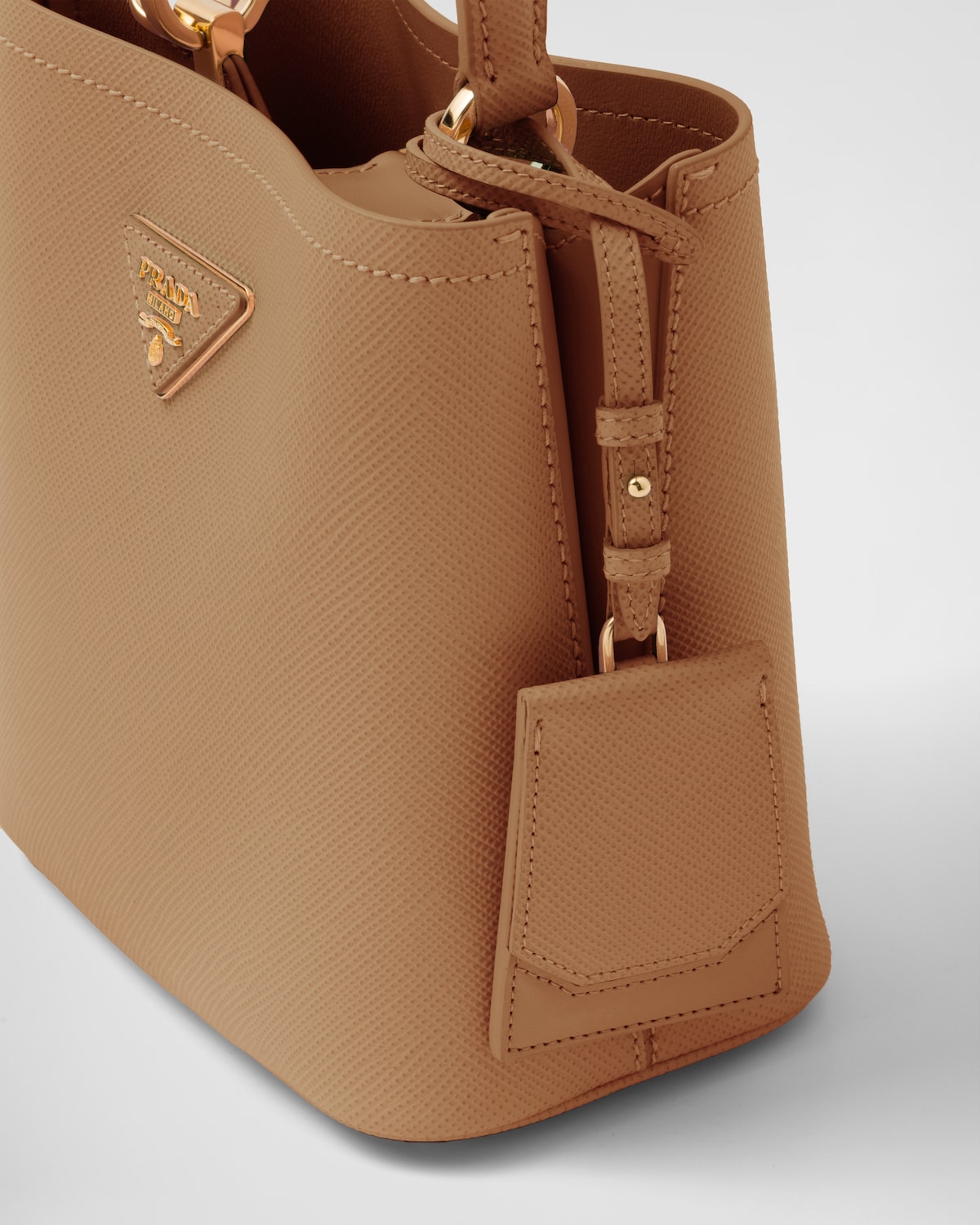 Caramel Small Saffiano Leather Prada Panier Bag | PRADA