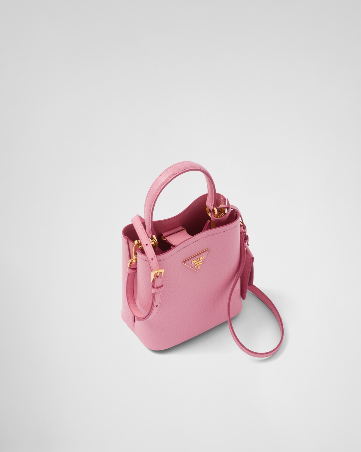 Petal Pink Small Saffiano Leather Prada Panier Bag | PRADA