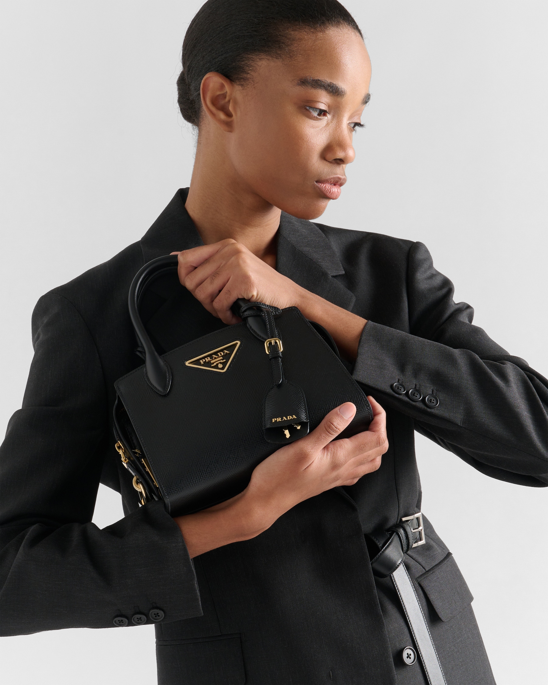 Black Small Prada Kristen Saffiano Bag | PRADA