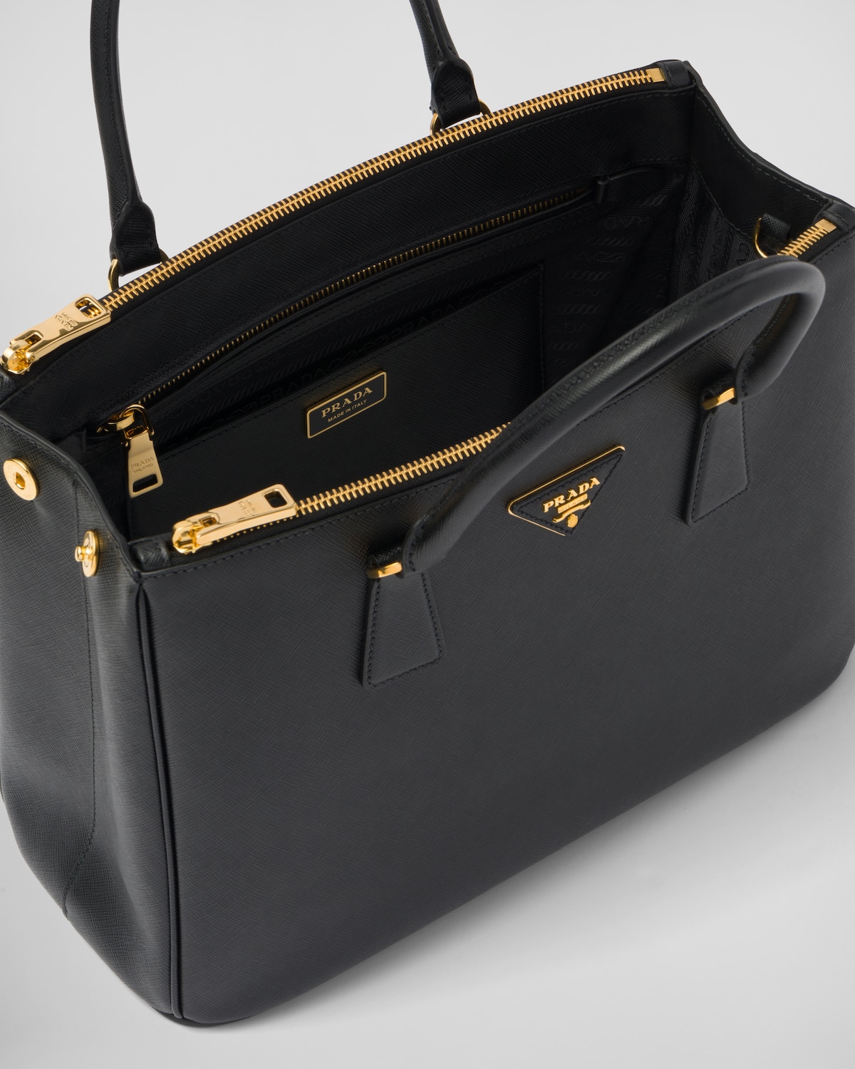 Black Large Prada Galleria Saffiano Leather Bag | PRADA