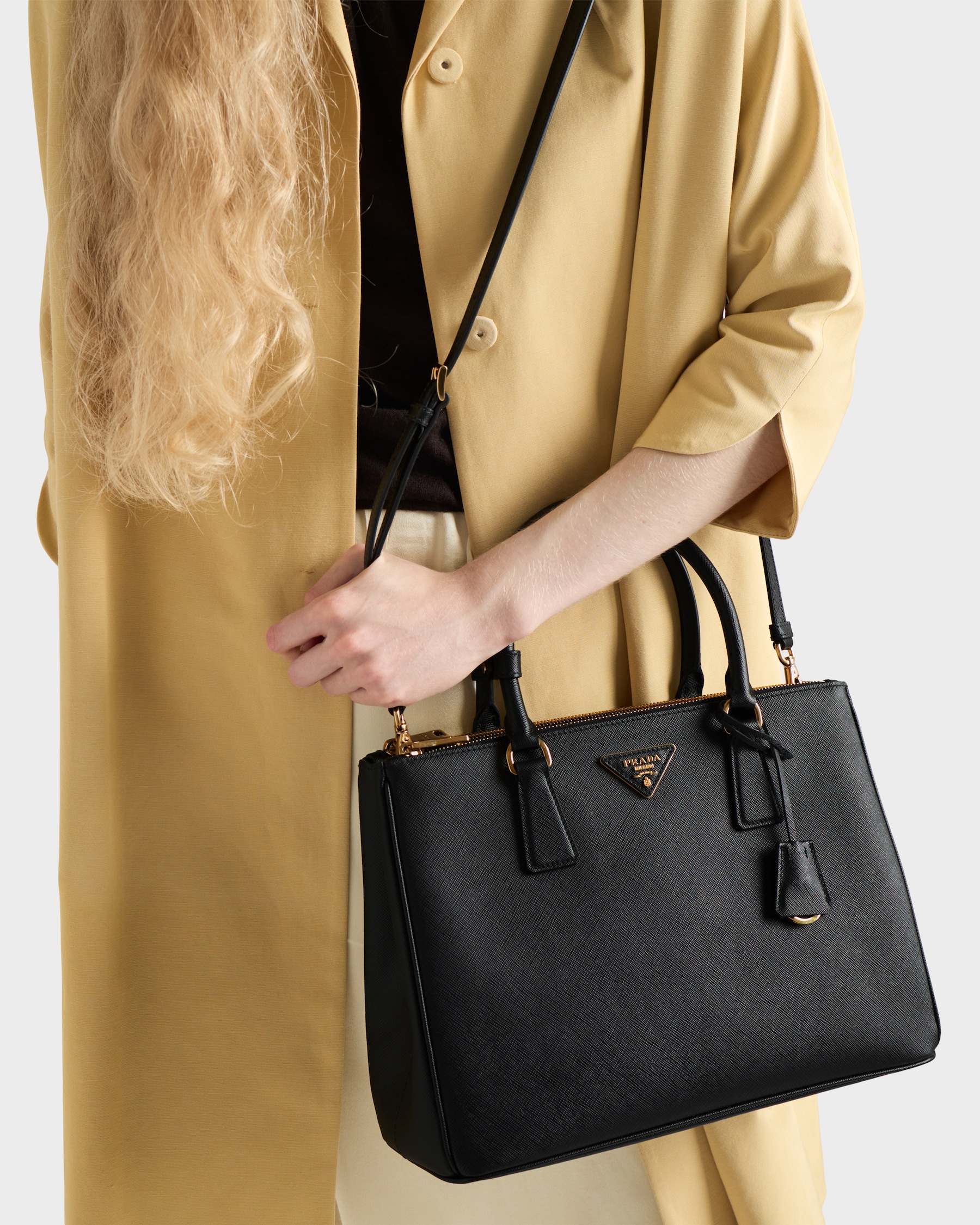 Bolsa Prada Galleria Grande Em Couro Saffiano Preto | PRADA