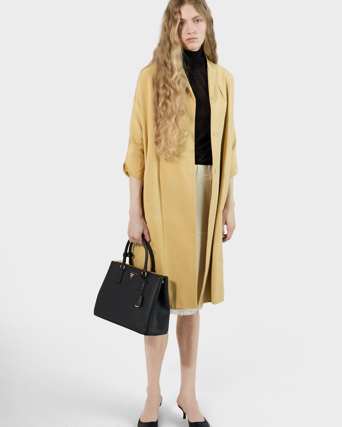 Black Large Prada Galleria Saffiano Leather Bag | PRADA