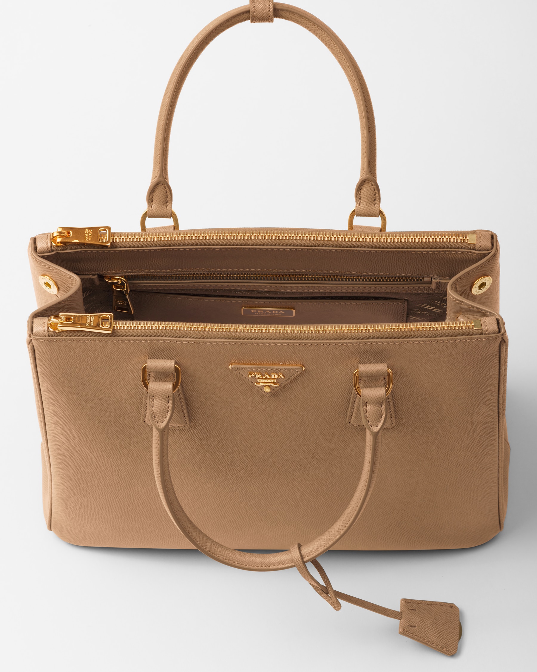 Natural Large Prada Galleria Saffiano Leather Bag | PRADA